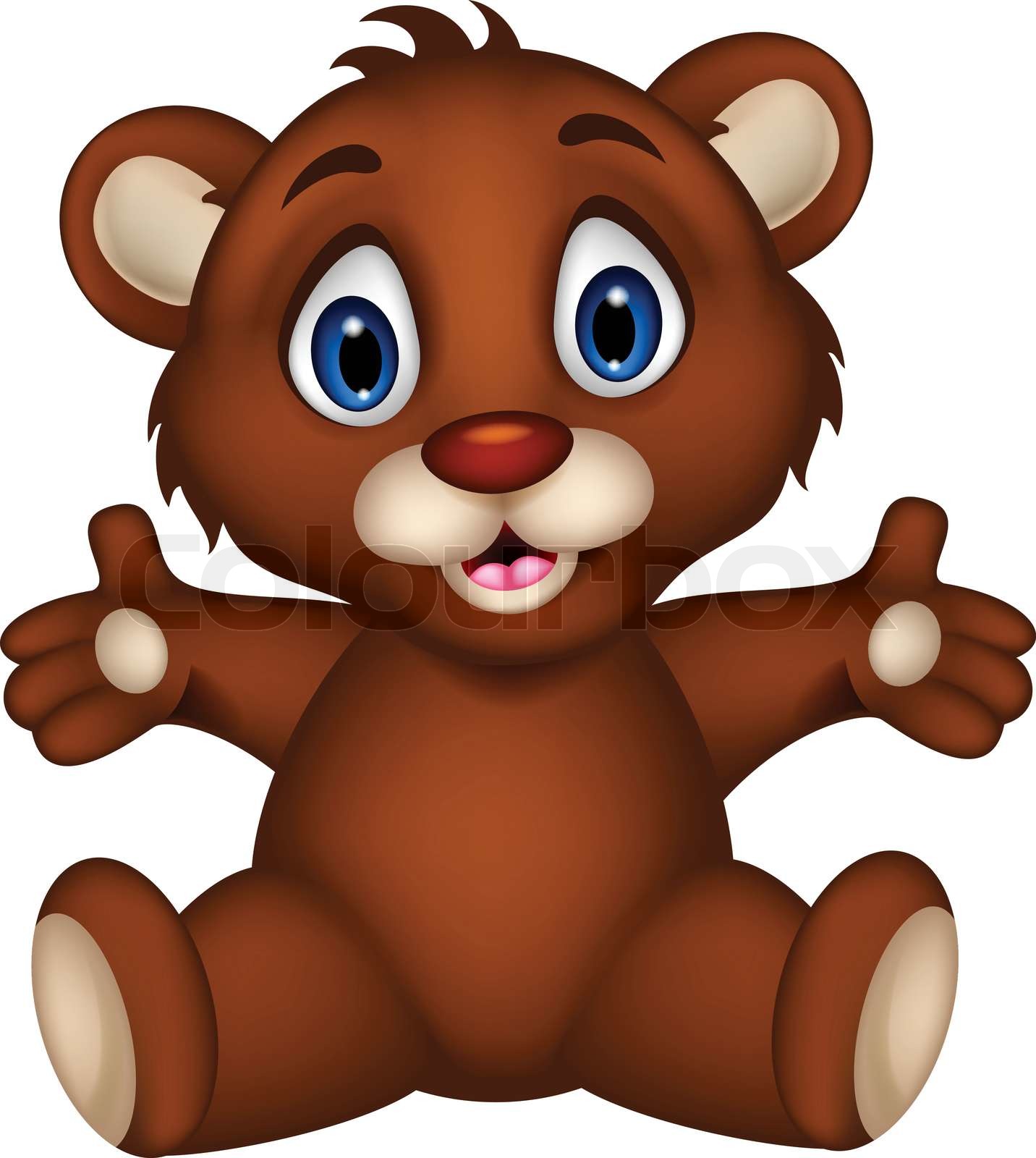 cute baby brown bear cartoon posing | Stock vector | Colourbox