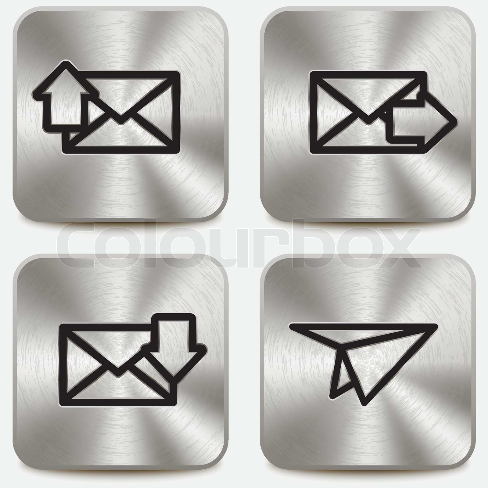 Envelope icons on metallic buttons set vol2 | Stock vector | Colourbox