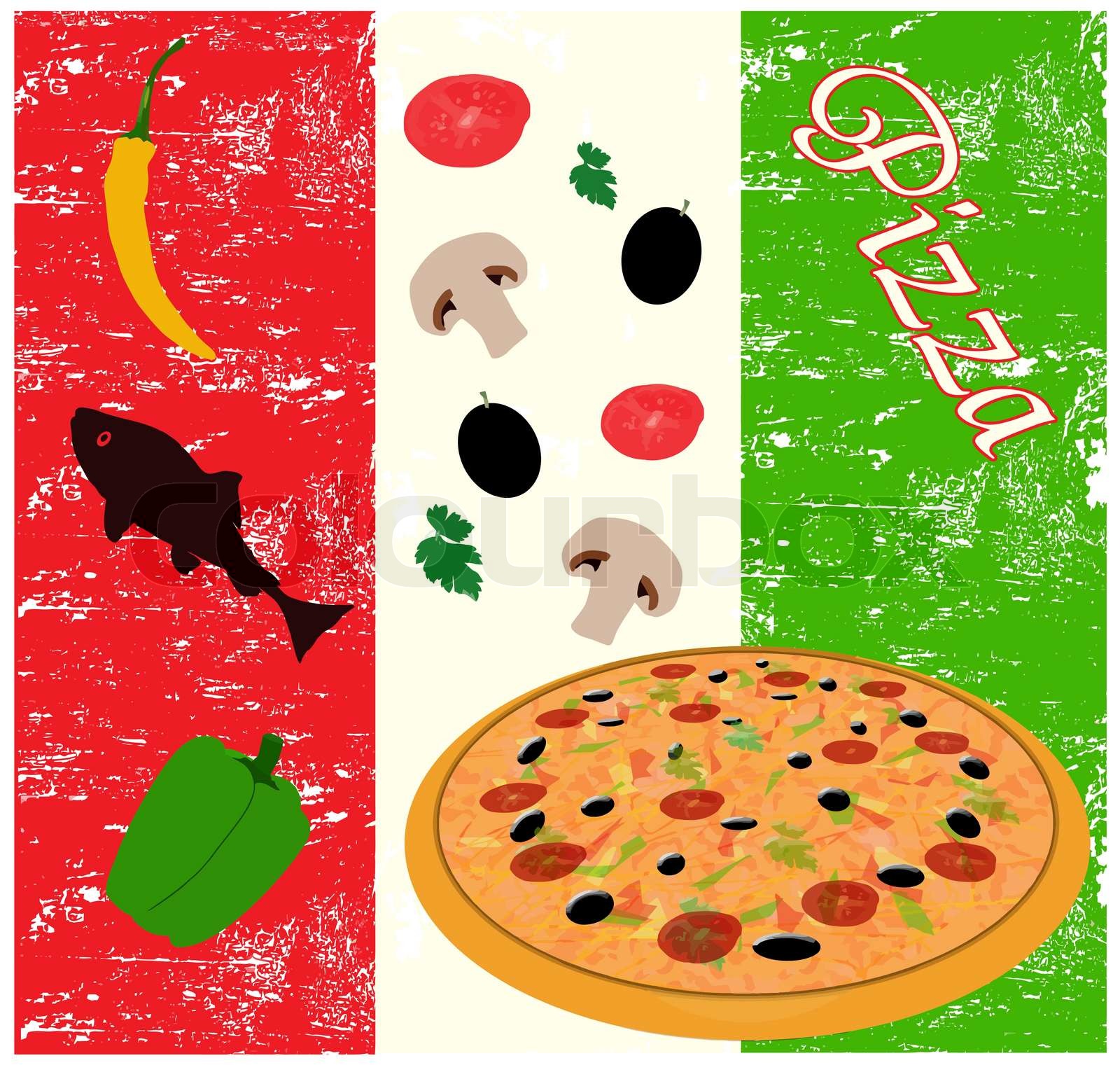 Italian pizza poster | Stock vector | Colourbox