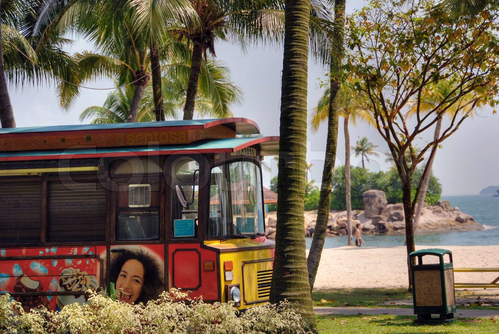 Colourful Bus in the Sentosa area, Singapore | Stock image | Colourbox