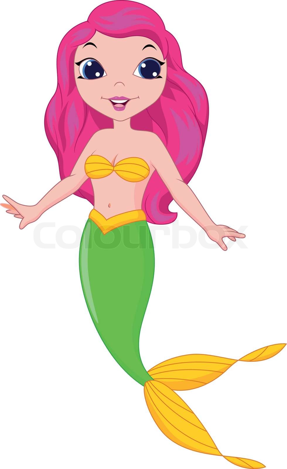 Beautiful mermaid cartoon | Stock vector | Colourbox