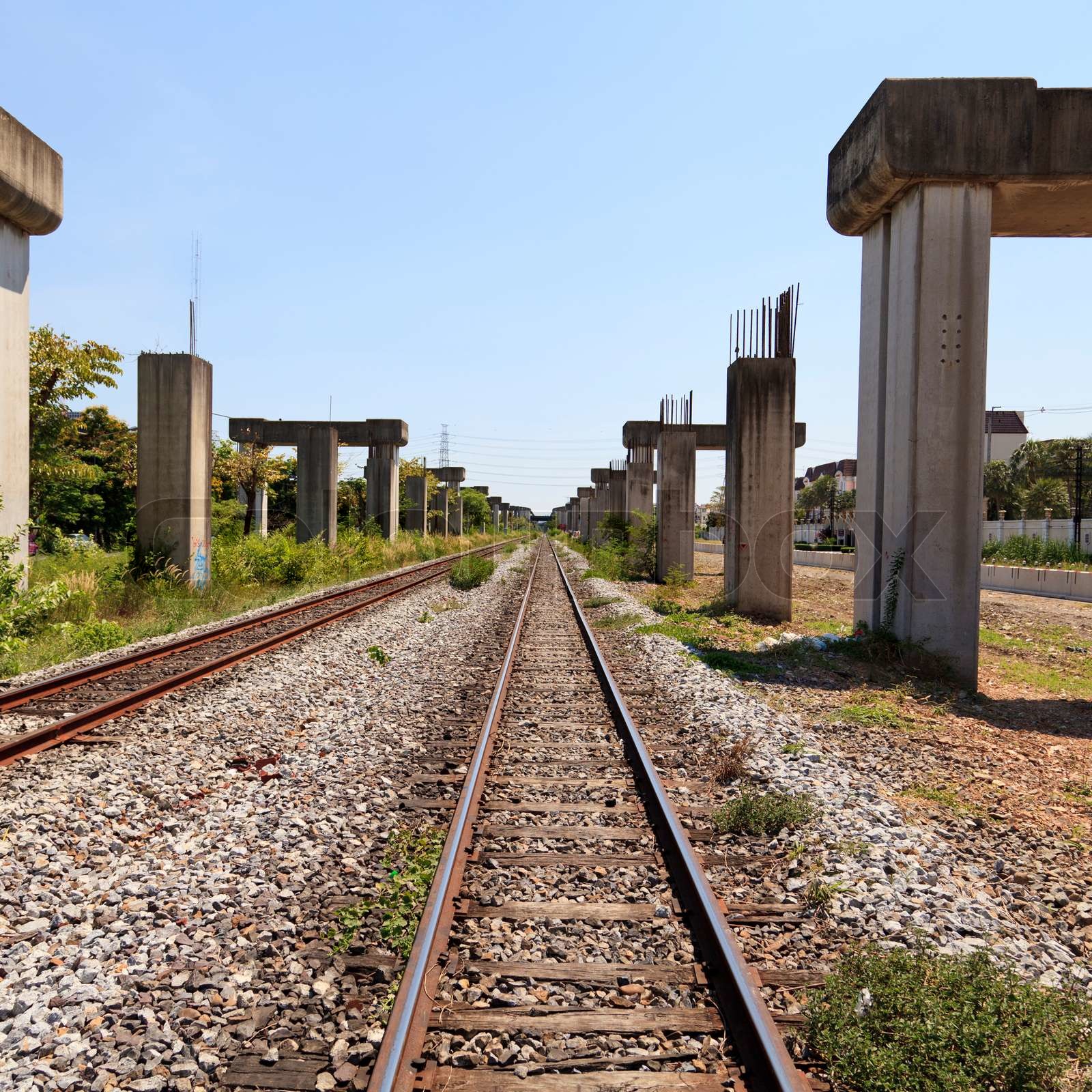 Railroad track in the city | Stock image | Colourbox