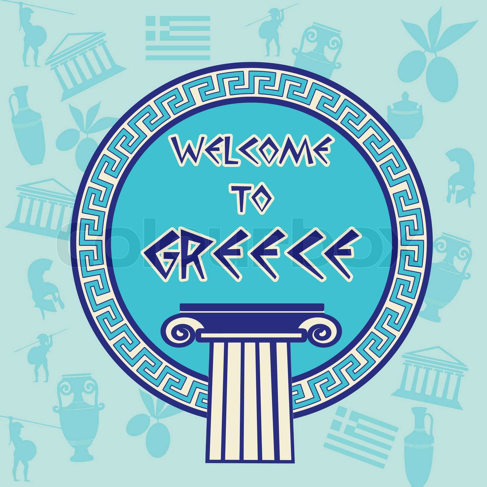 Welcome to Greece travel sticker | Stock vector | Colourbox