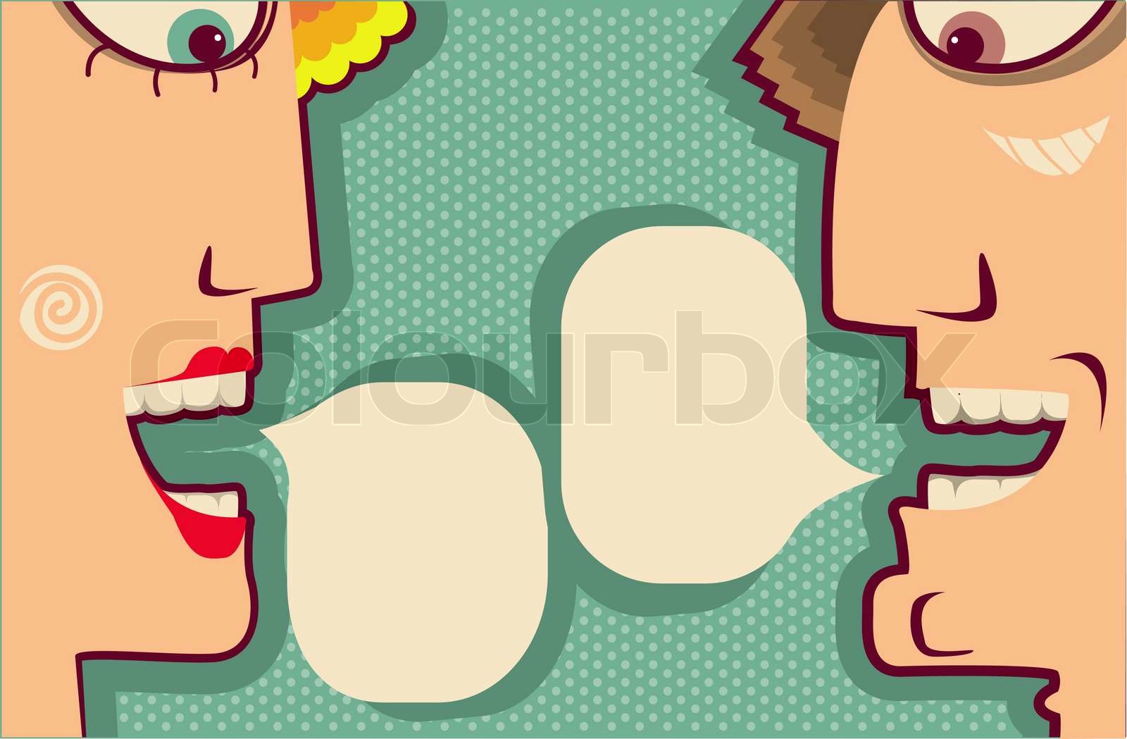 Faces Speaking and bubbles for textVector Cartoons for design | Stock ...