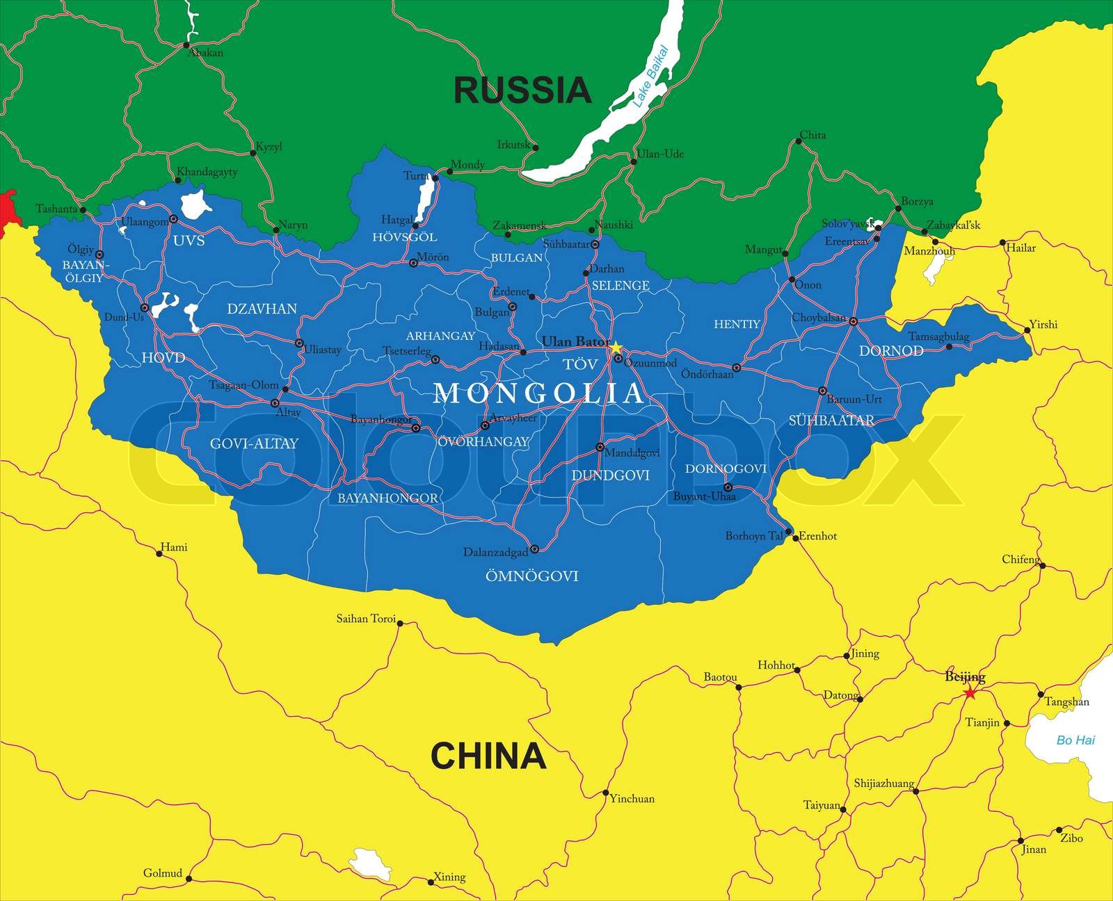 Mongolia map | Stock vector | Colourbox