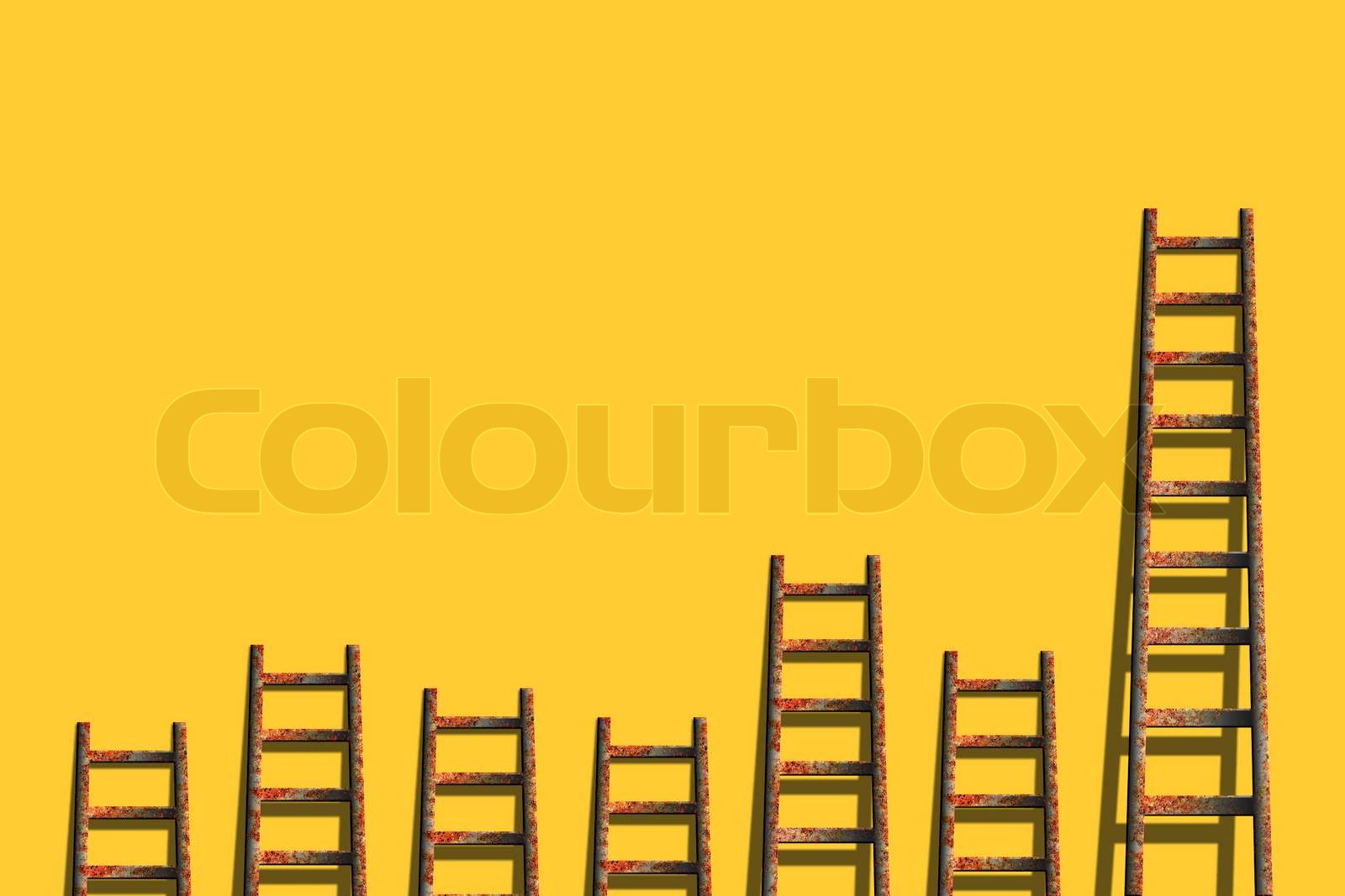 Gamle stiger på blankt gule mur | Stock foto | Colourbox