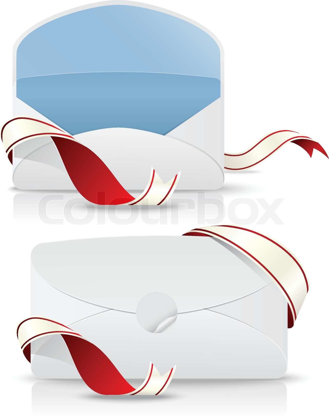 realistic envelope with red ribbon | Stock vector | Colourbox