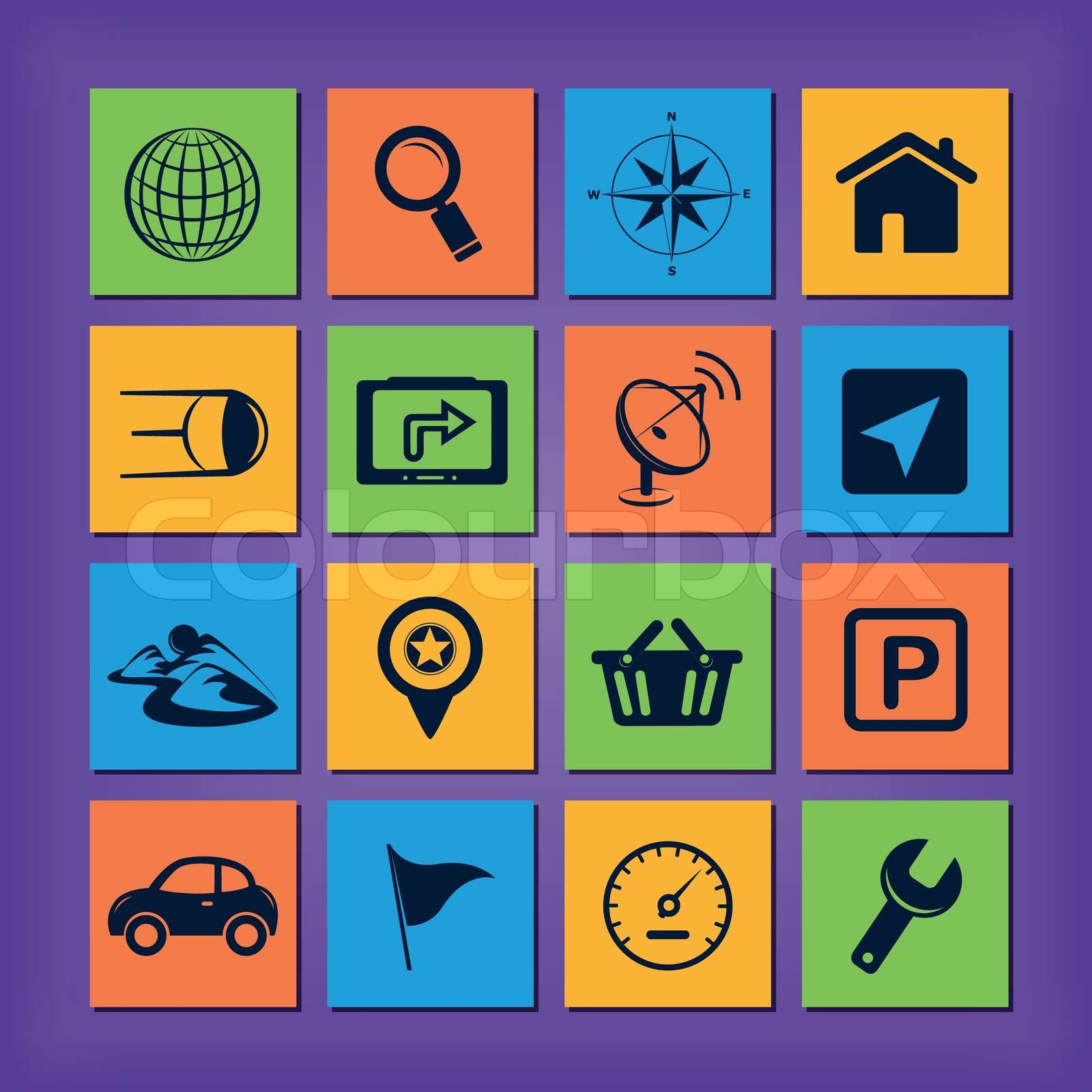 GPS-Navigation Symbole | Stock-Vektor | Colourbox