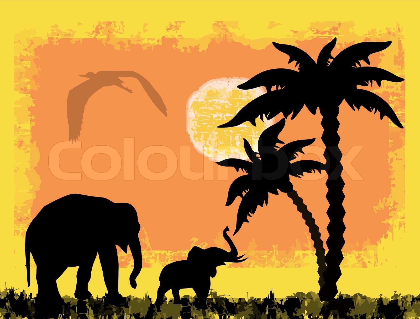 African safari theme with elephants | Stock vector | Colourbox