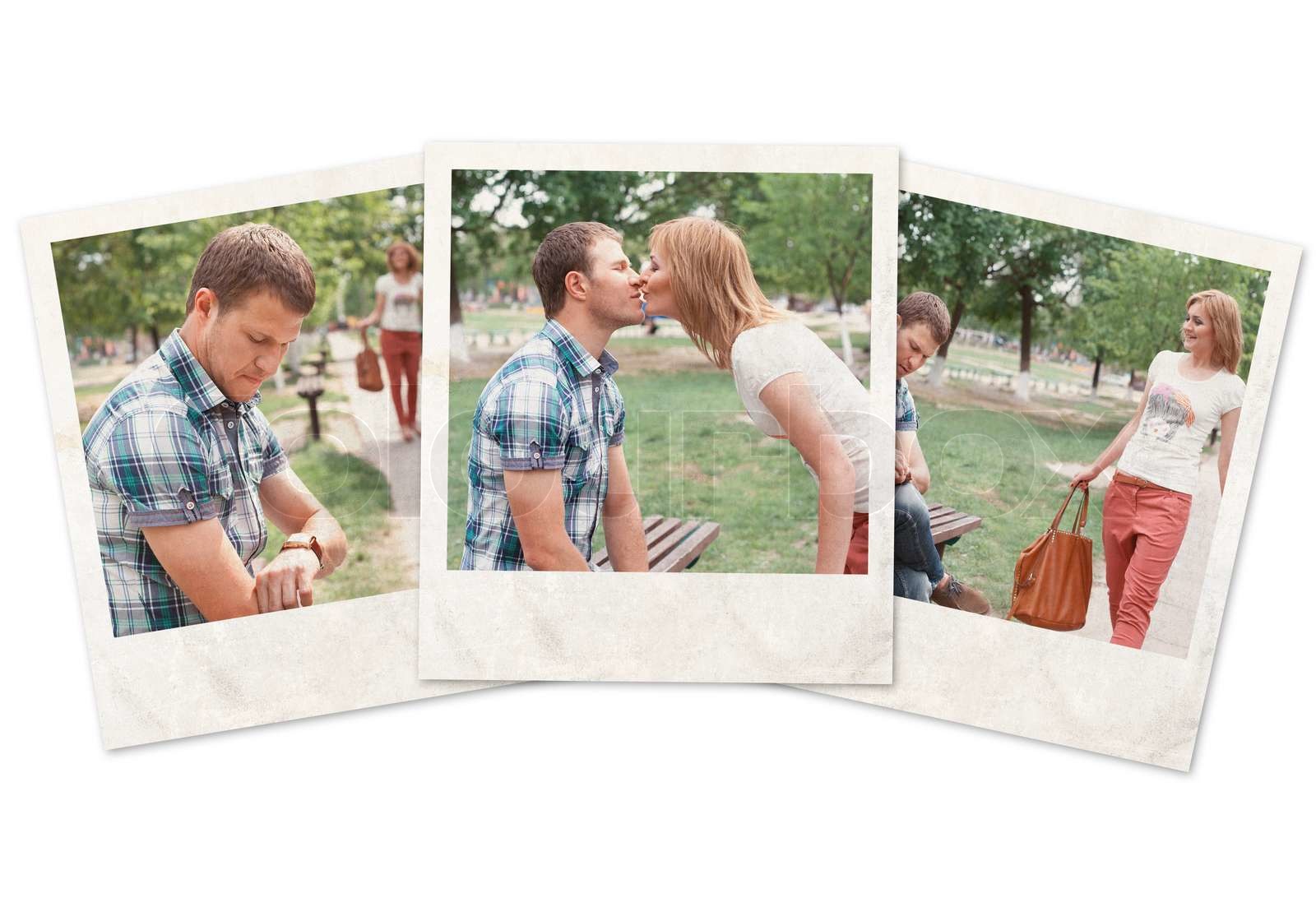 collage of photos with young couple outdoors | Stock image | Colourbox