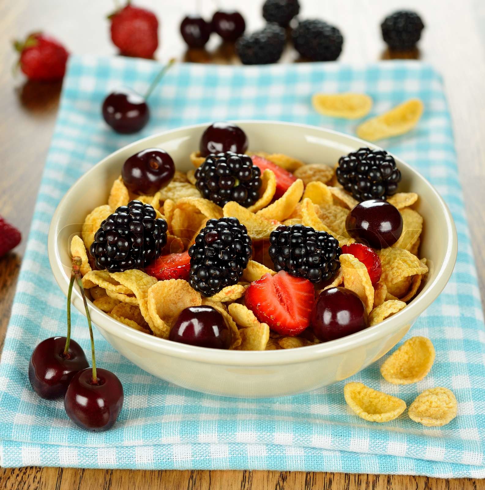 Cornflakes with fruits | Stock image | Colourbox