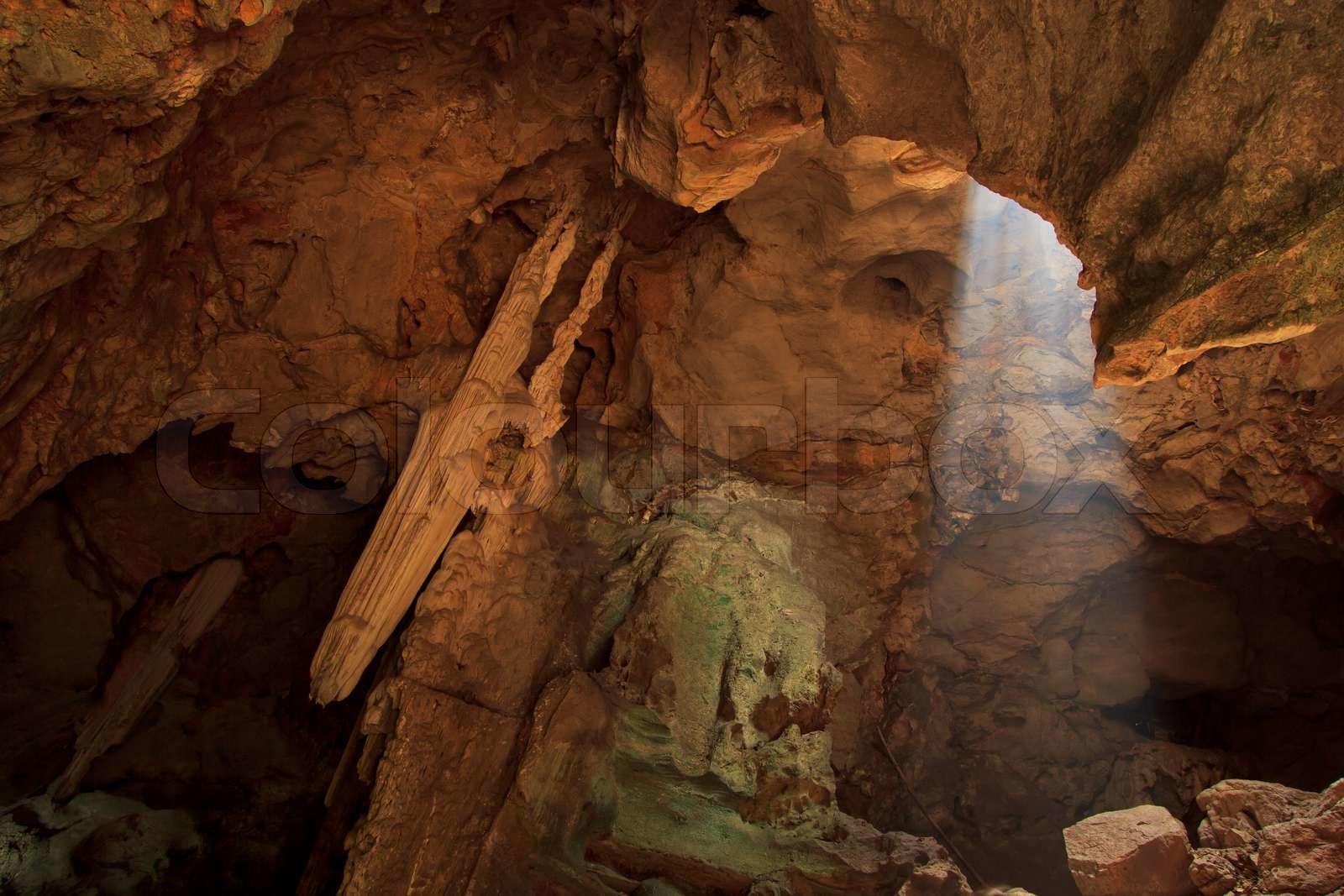 Sun rays in cave in thailand | Stock image | Colourbox