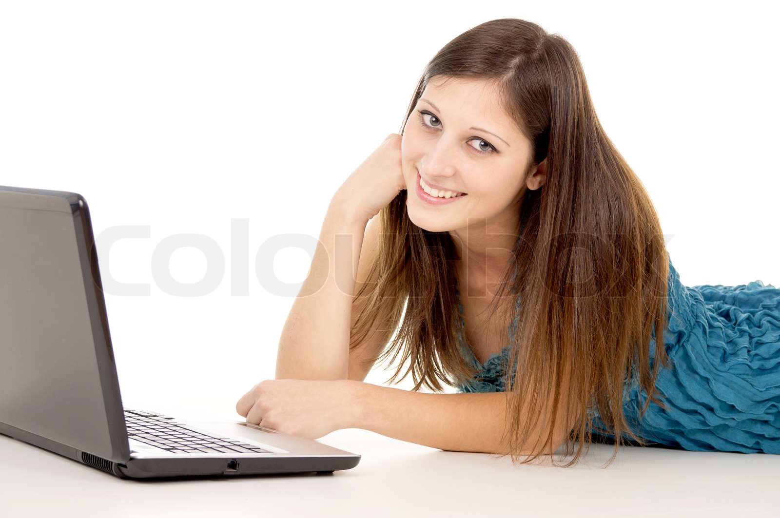 girl student working at a computer | Stock image | Colourbox