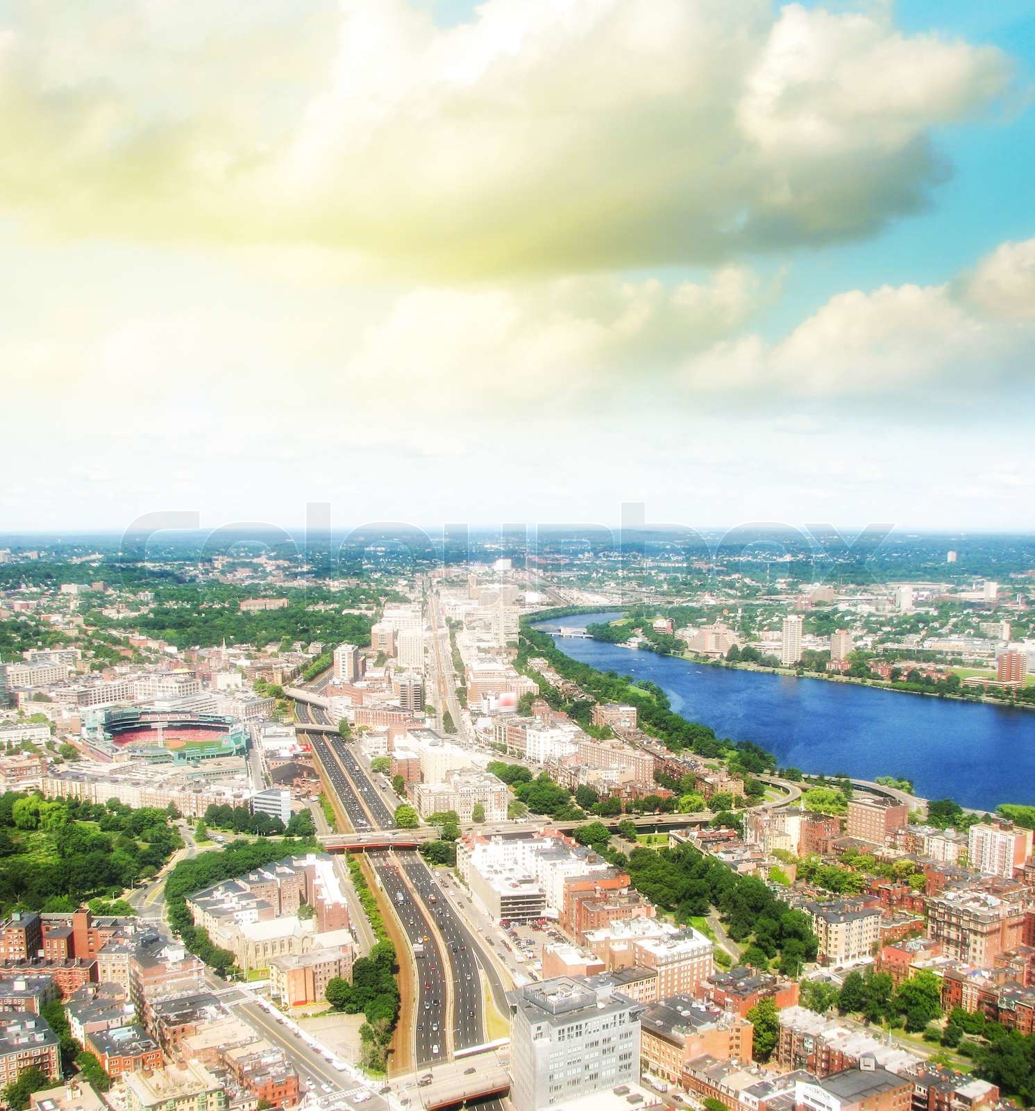 Boston Aerial view with cloudy sky, Massachusetts | Stock image | Colourbox
