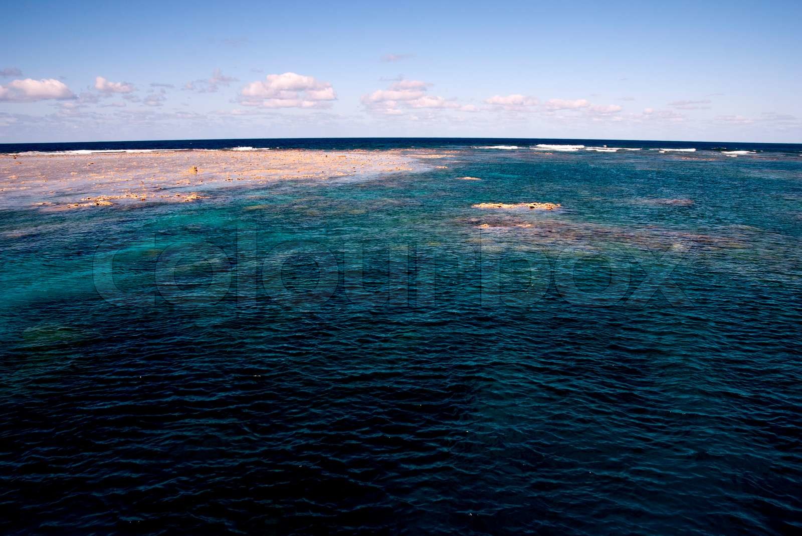 Surface of the Great Barrier Reef near Port Douglas | Stock image ...