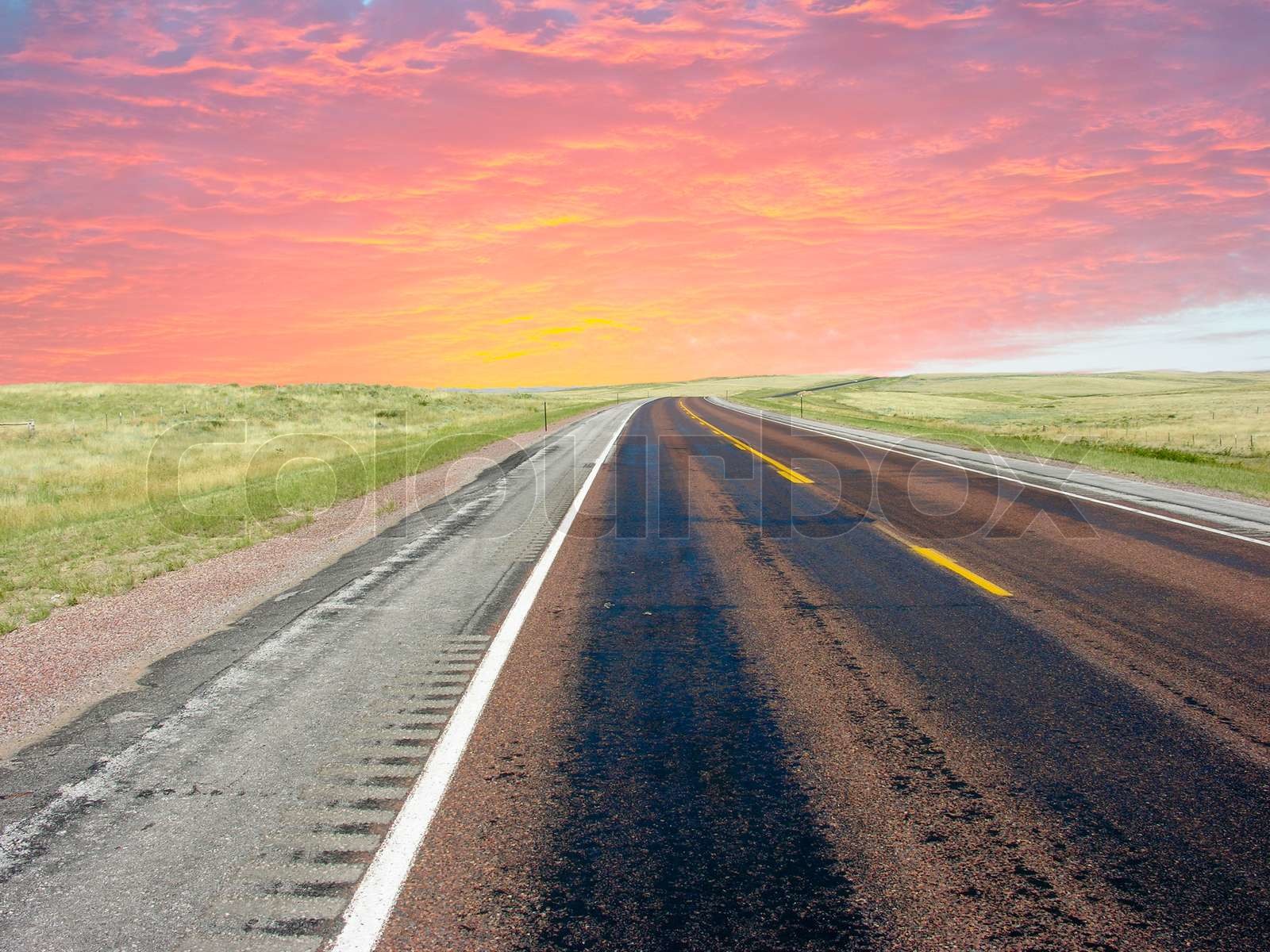 American Road at Sunset, USA | Stock image | Colourbox