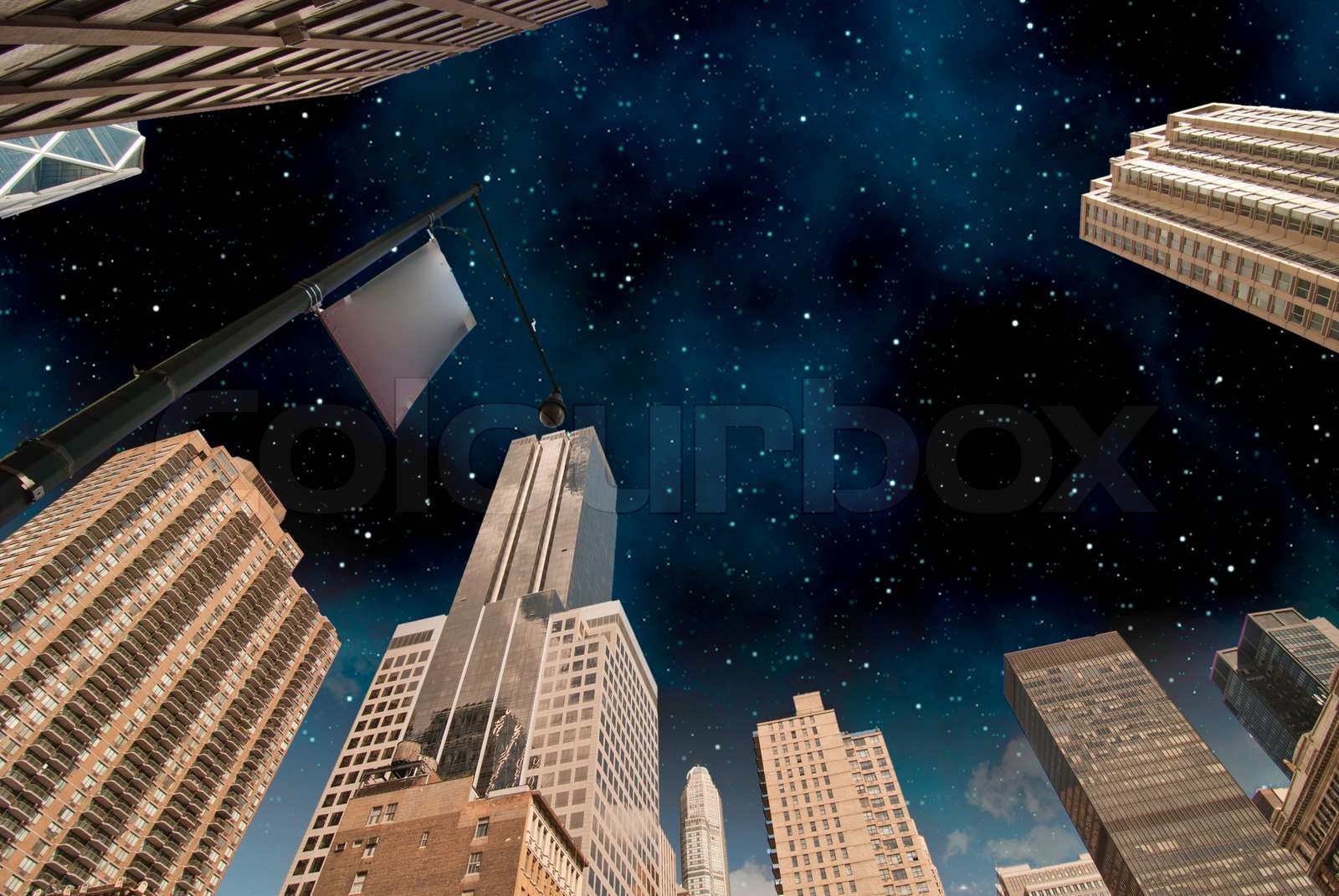 Starry Night over New York City Skyscrapers | Stock image | Colourbox