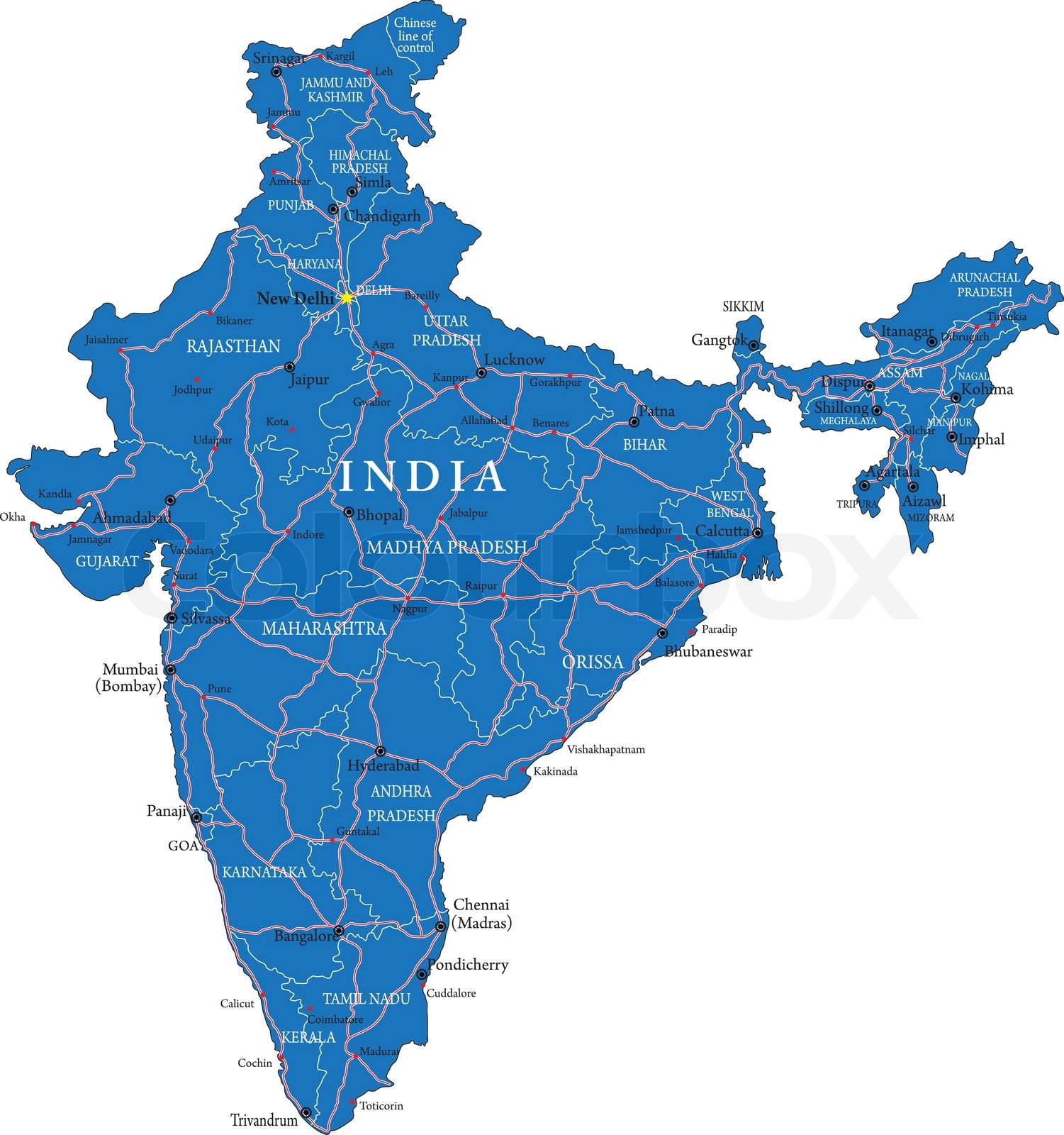 India map | Stock vector | Colourbox