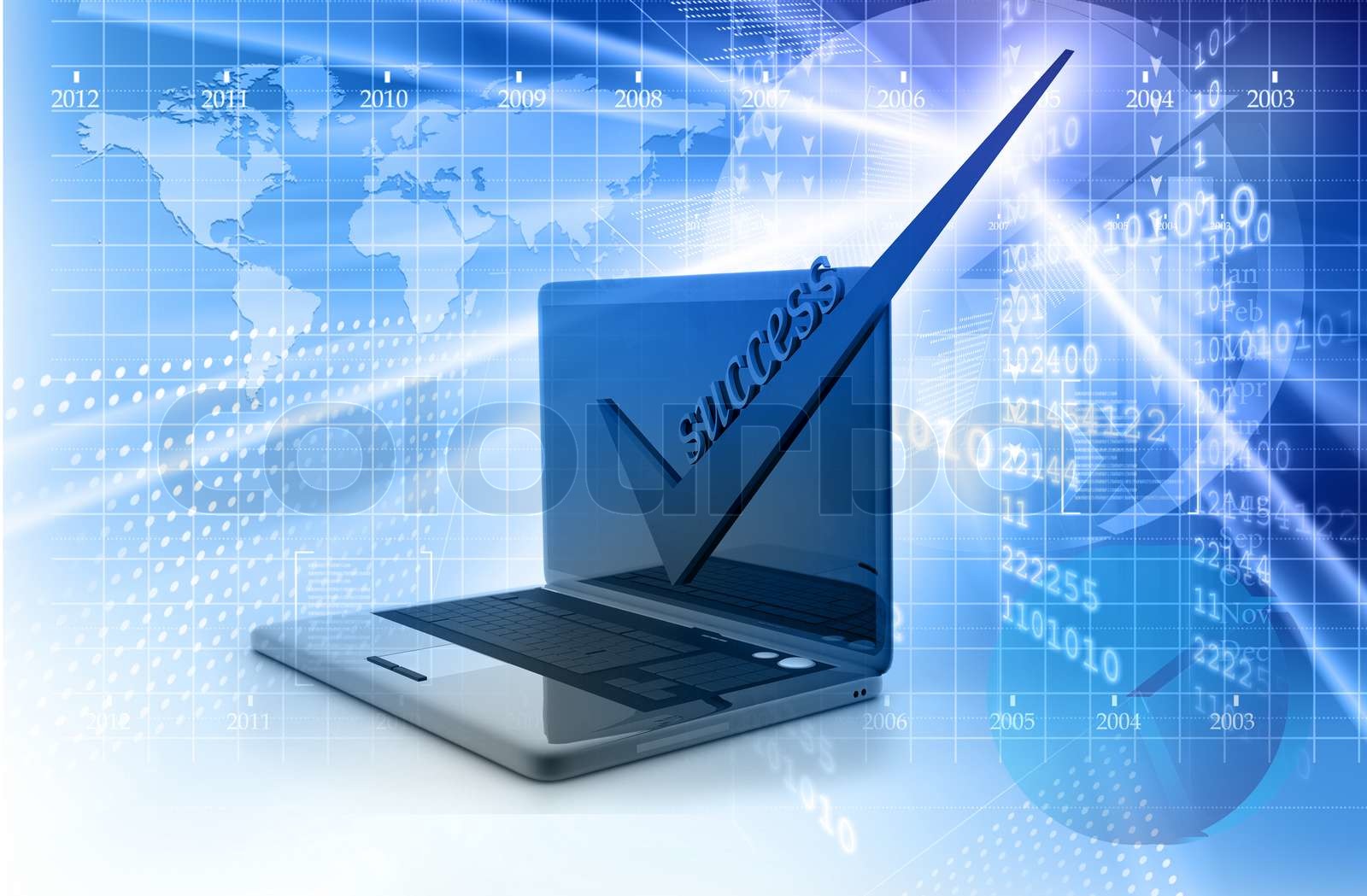 Laptop computer with business success | Stock image | Colourbox