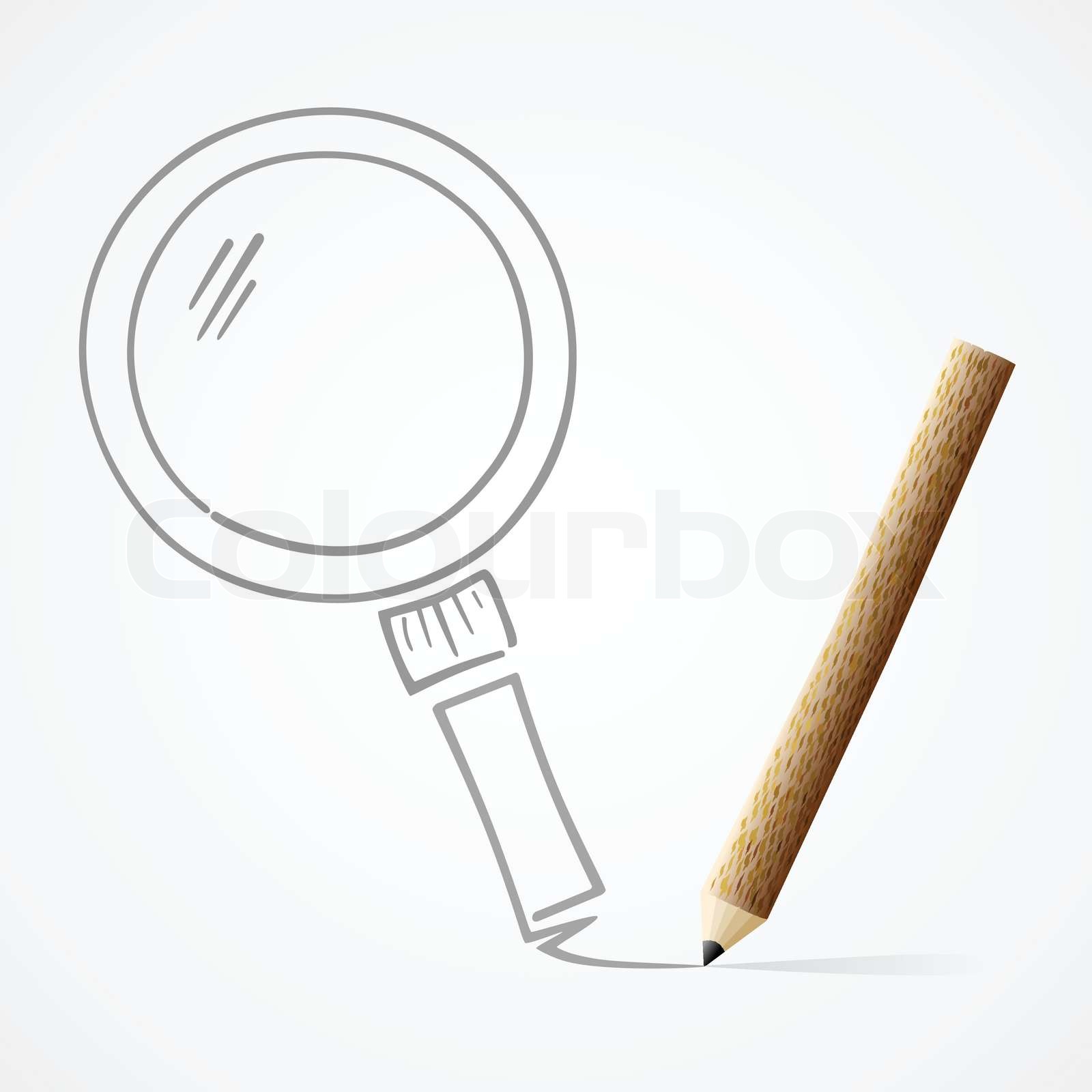 Pencil drawing Magnifying glass | Stock vector | Colourbox