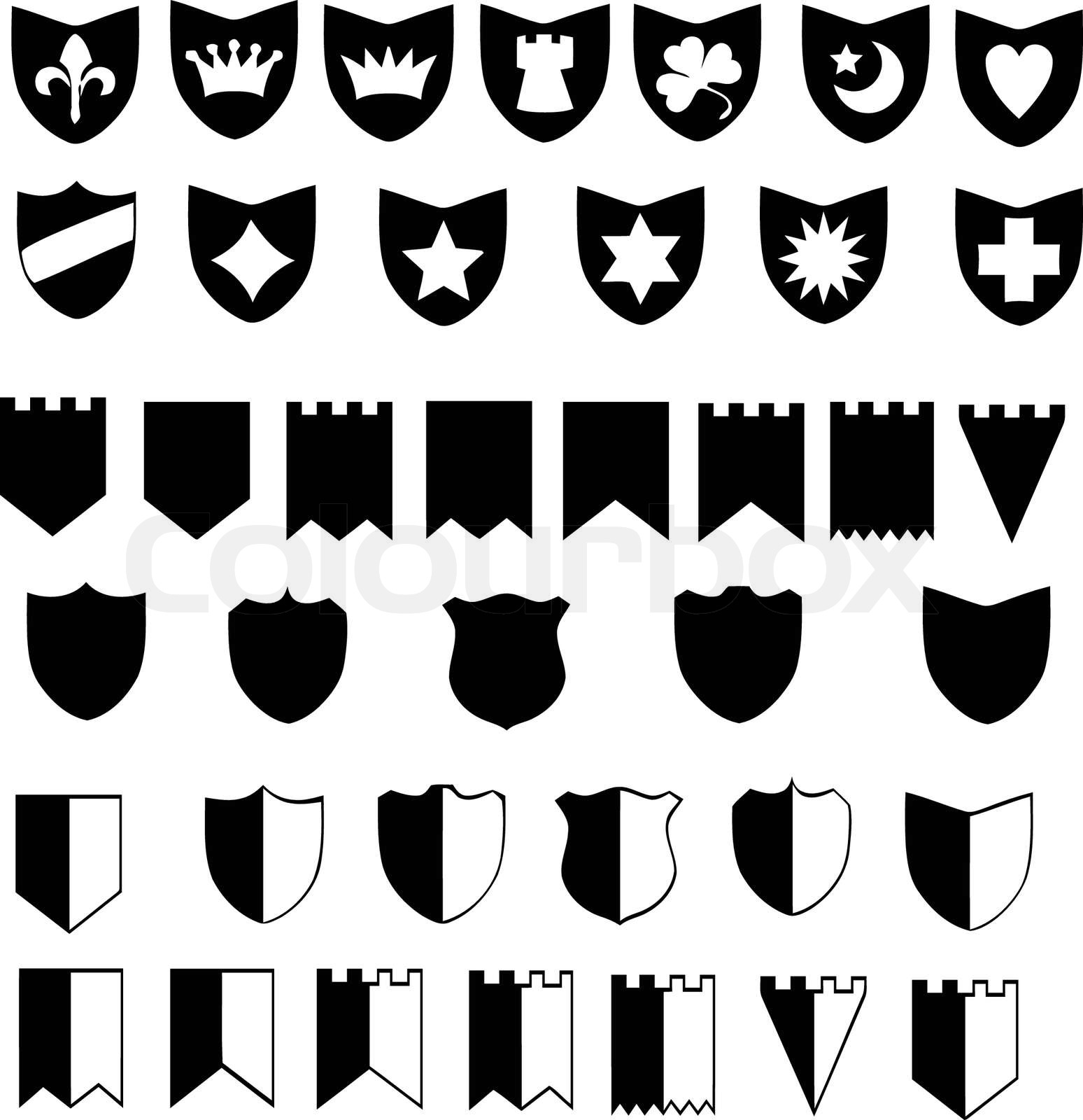 Lot of shield design elements | Stock vector | Colourbox