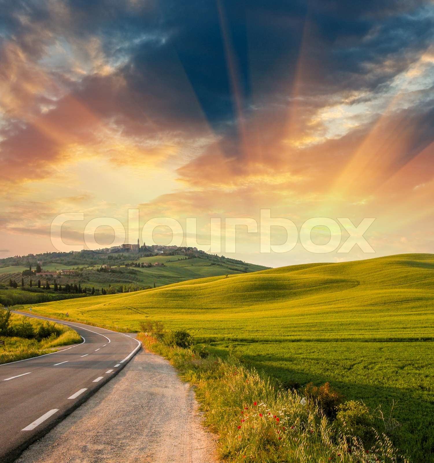Wonderful fields with springtime sunset colors | Stock image | Colourbox