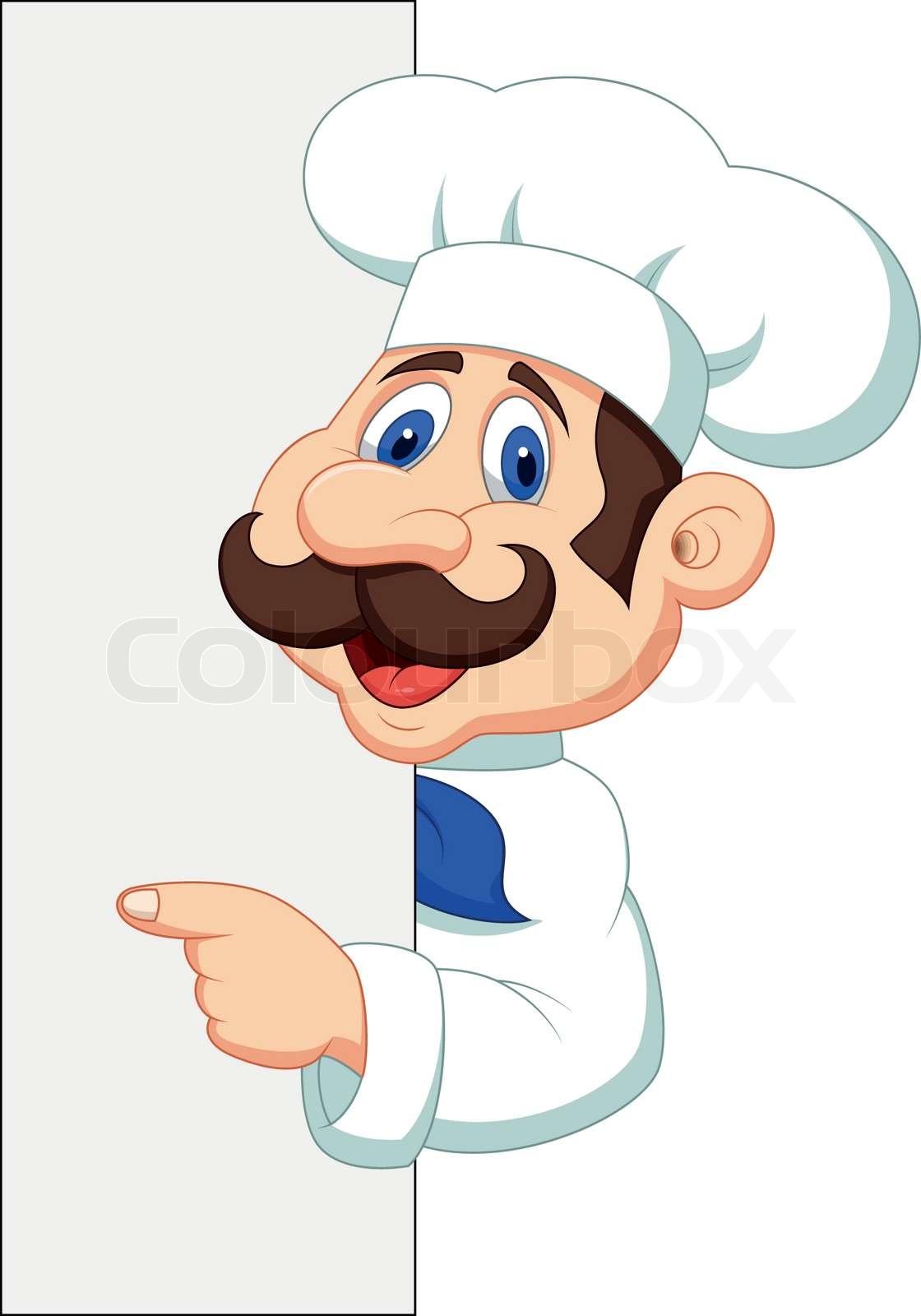 Chef cartoon with blank sign | Stock vector | Colourbox