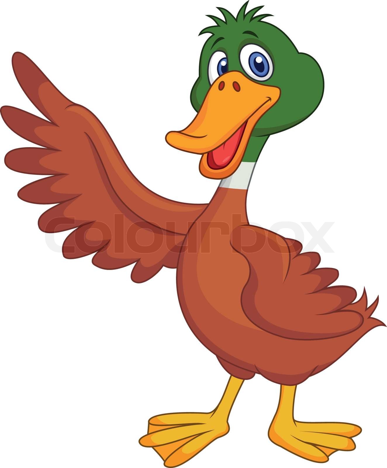 Cute duck cartoon waving | Stock vector | Colourbox