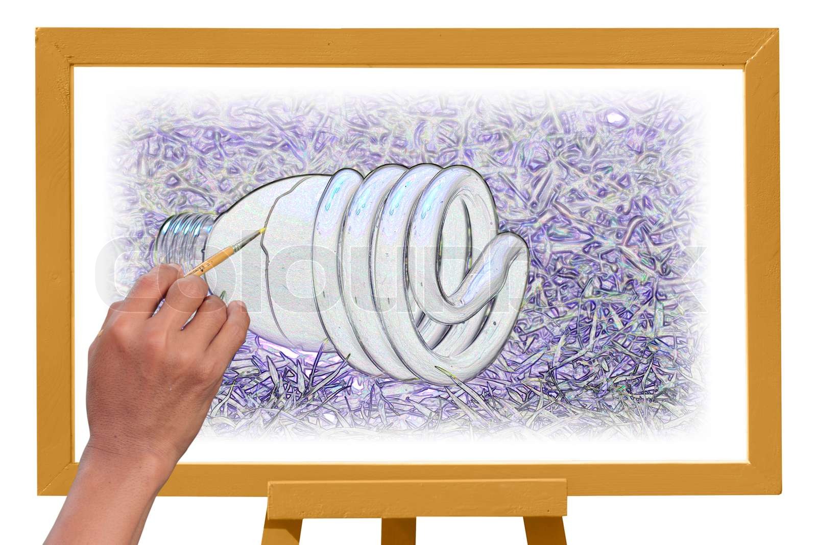 Hand-written images, the light bulb on a white Board | Stock image ...