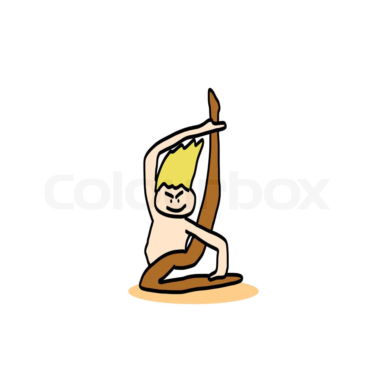 hand drawing cartoon yoga | Stock vector | Colourbox