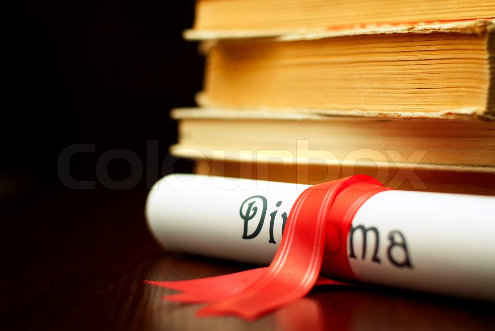 diploma and books | Stock image | Colourbox