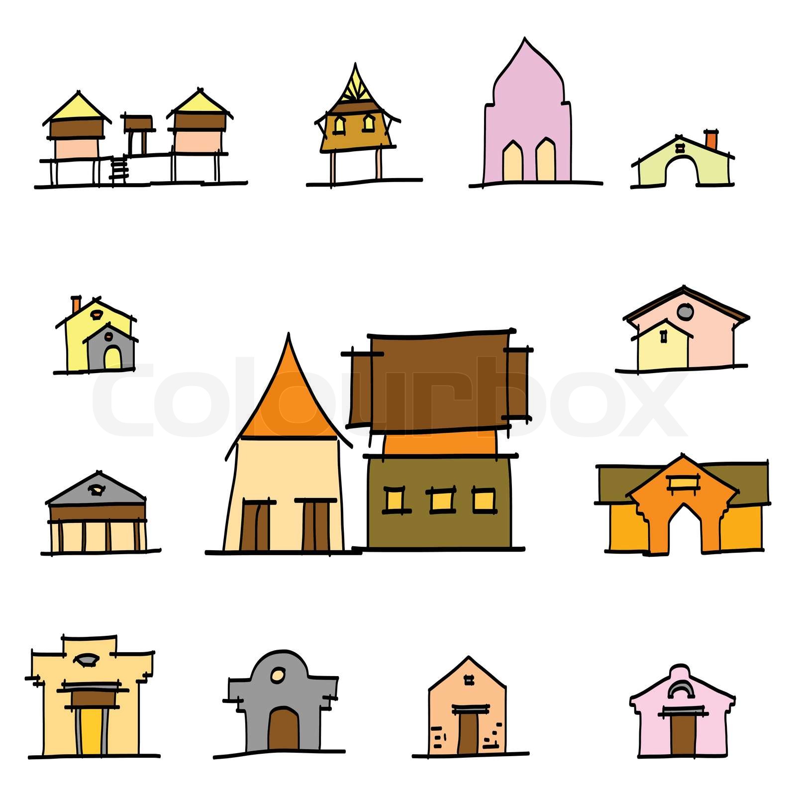 hand drawing building facade | Stock vector | Colourbox