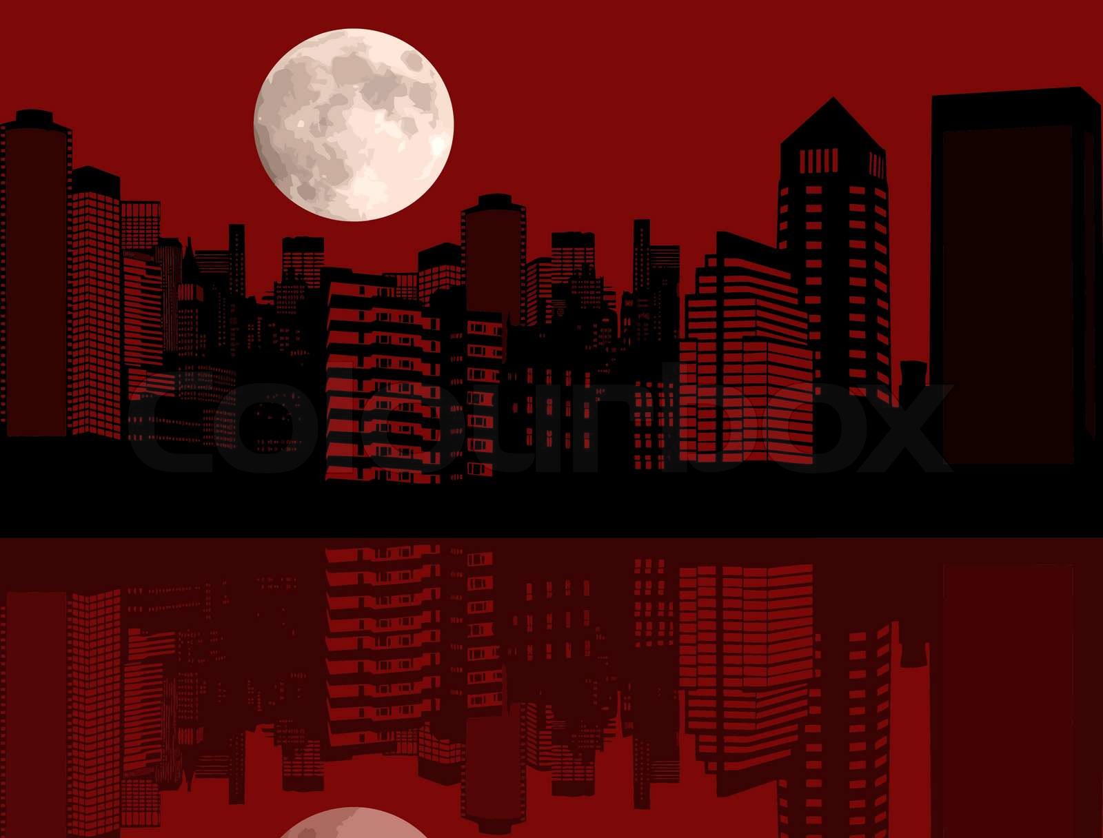 Red night city | Stock vector | Colourbox