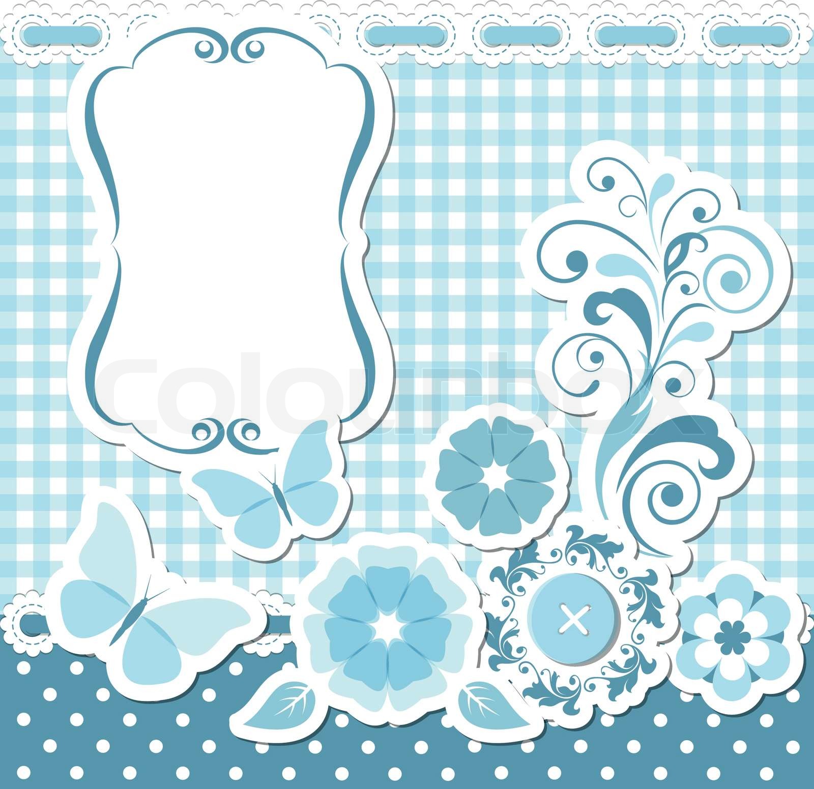 Floral scrapbook blue set | Stock vector | Colourbox