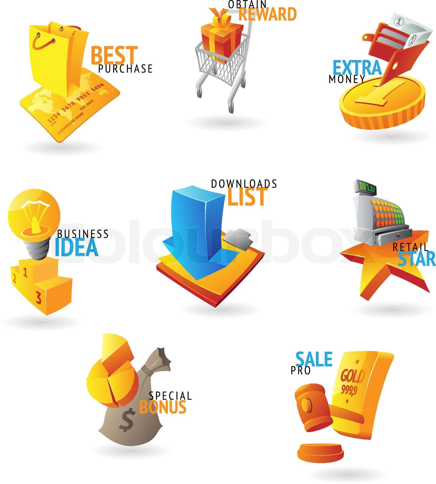 Icons für den Handel und Einzelhandel | Stock-Vektor | Colourbox