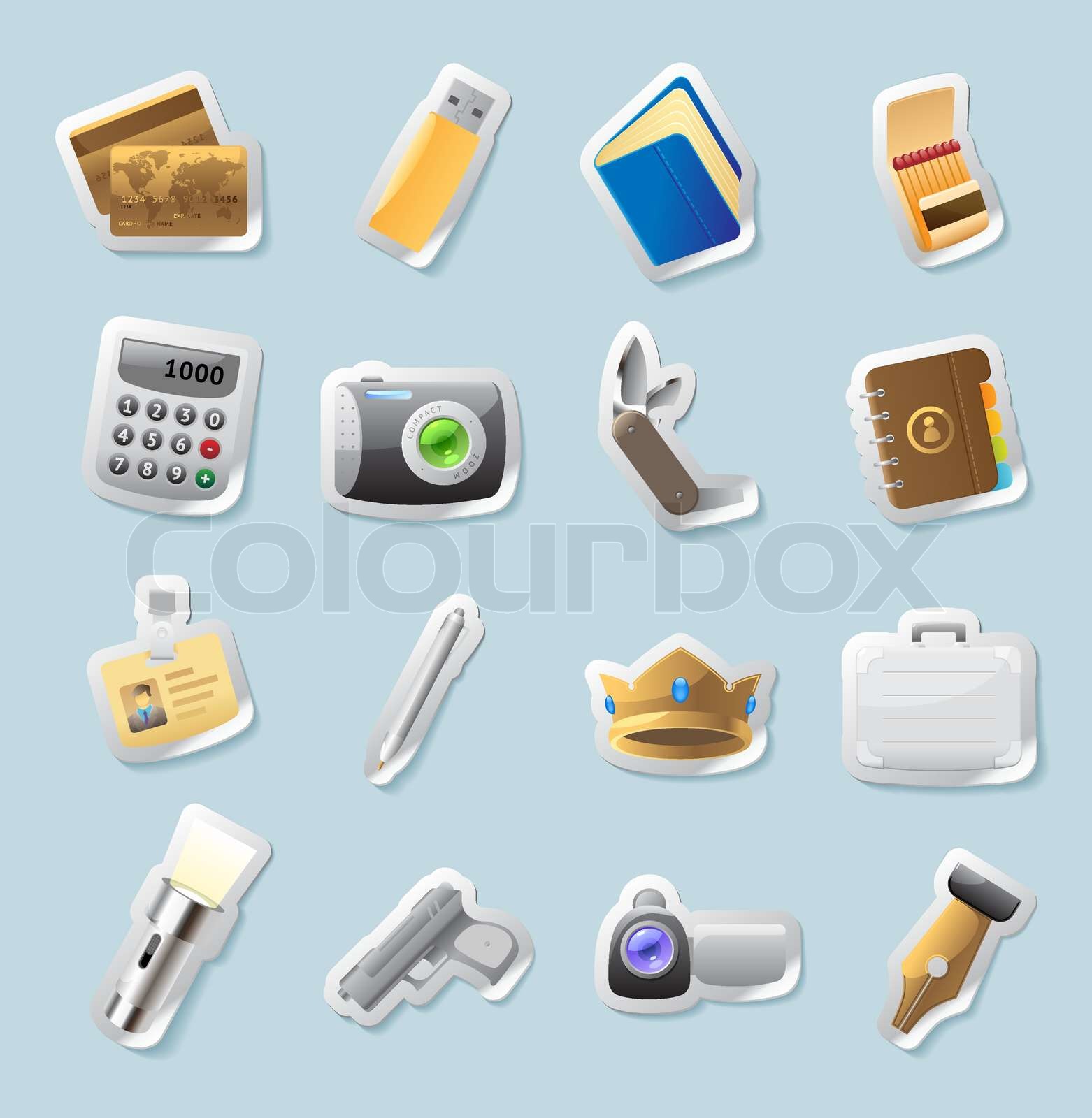 Sticker icons for personal belongings | Stock vector | Colourbox