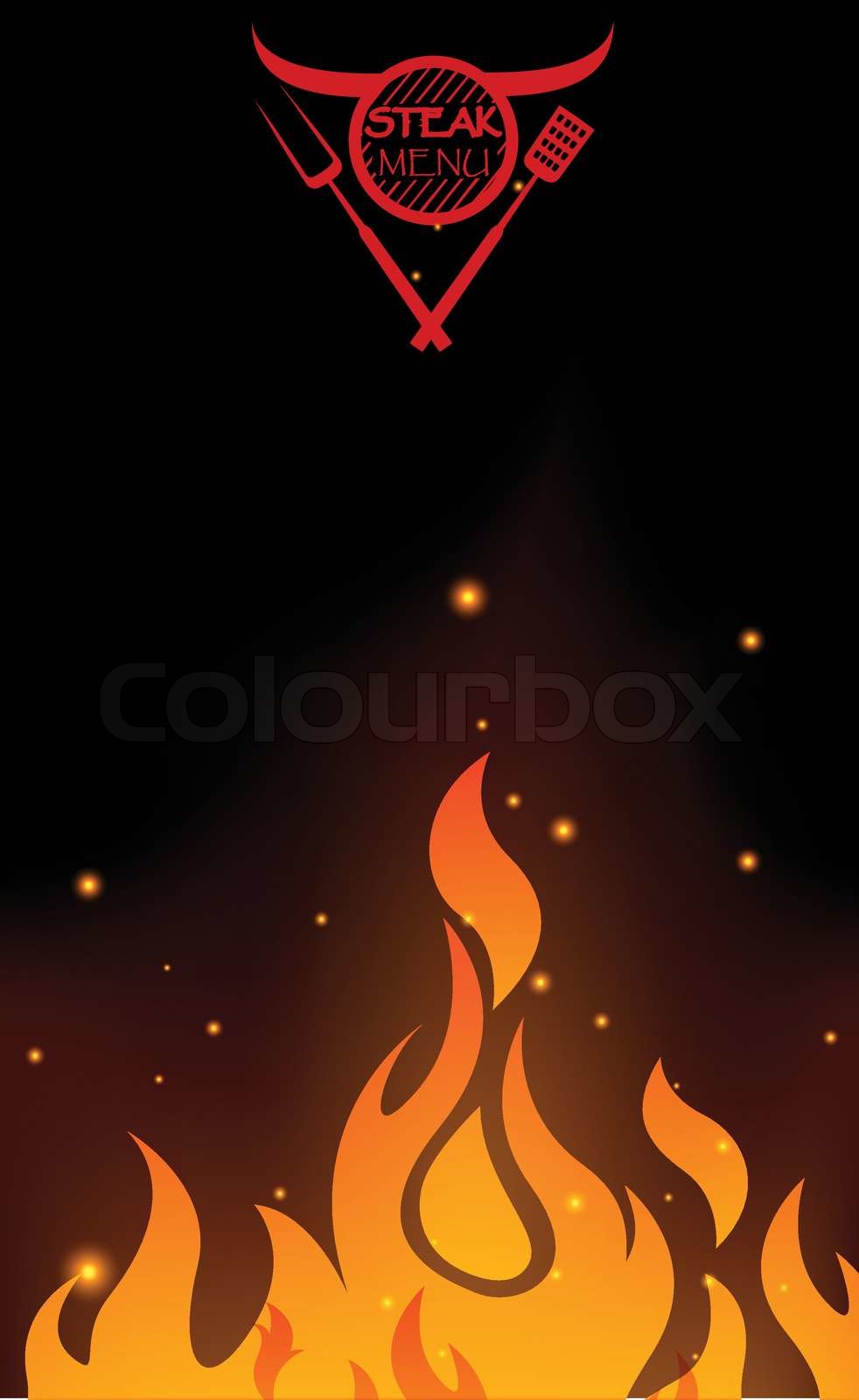 Steak menu with fire flame | Stock vector | Colourbox