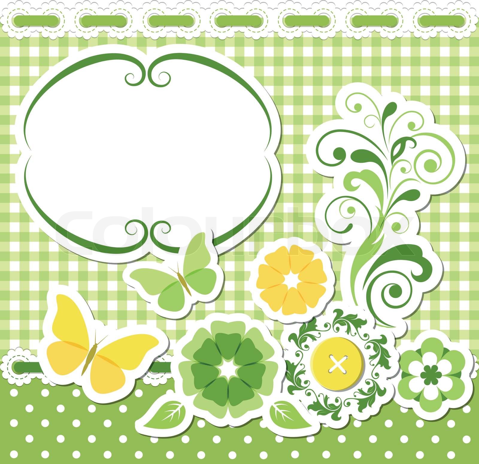 Floral scrapbook green set | Stock vector | Colourbox