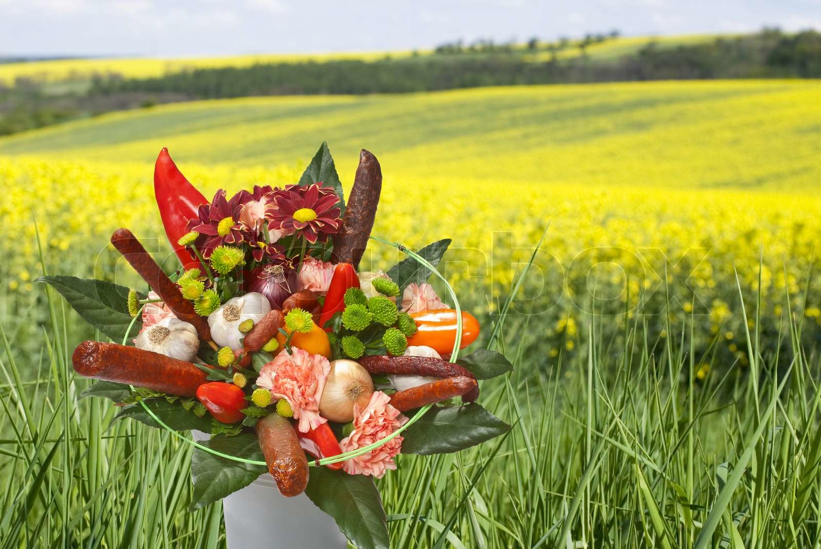 "Blumenstrauß mit Würstchen" | Stock Bild | Colourbox