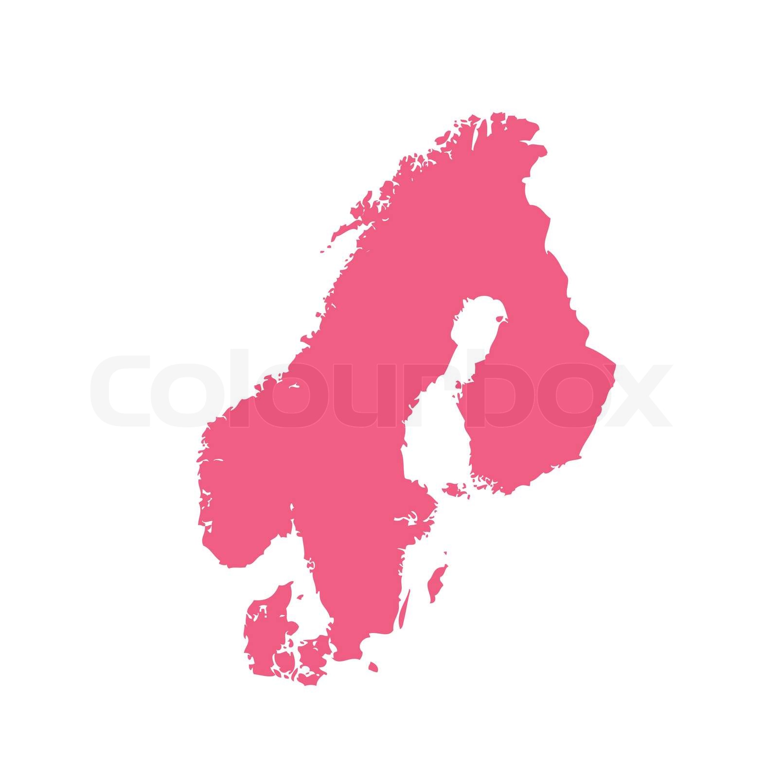 Scandinavia map in pink | Stock vector | Colourbox