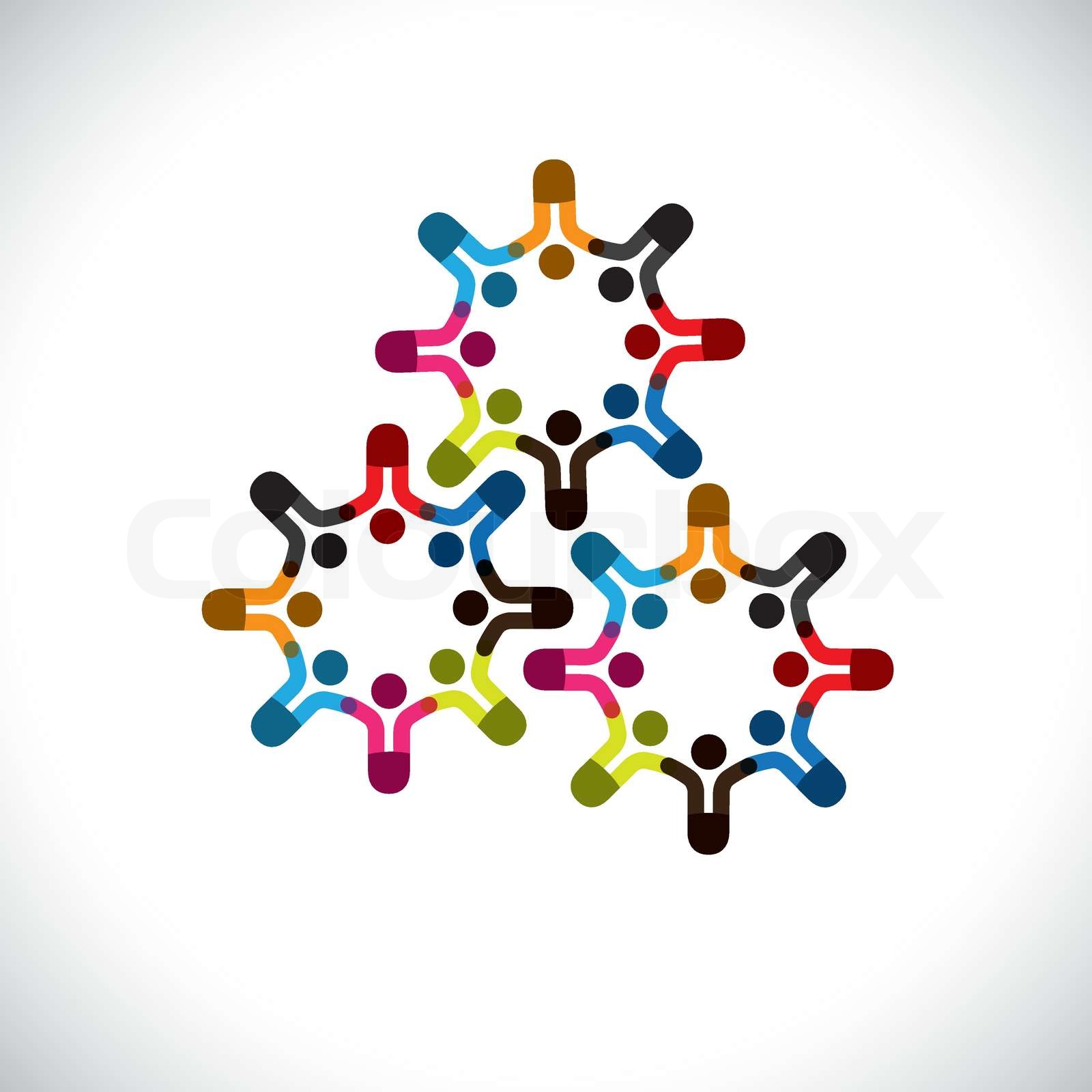 Concept vector graphic- abstract children or workers teams as cogs ...