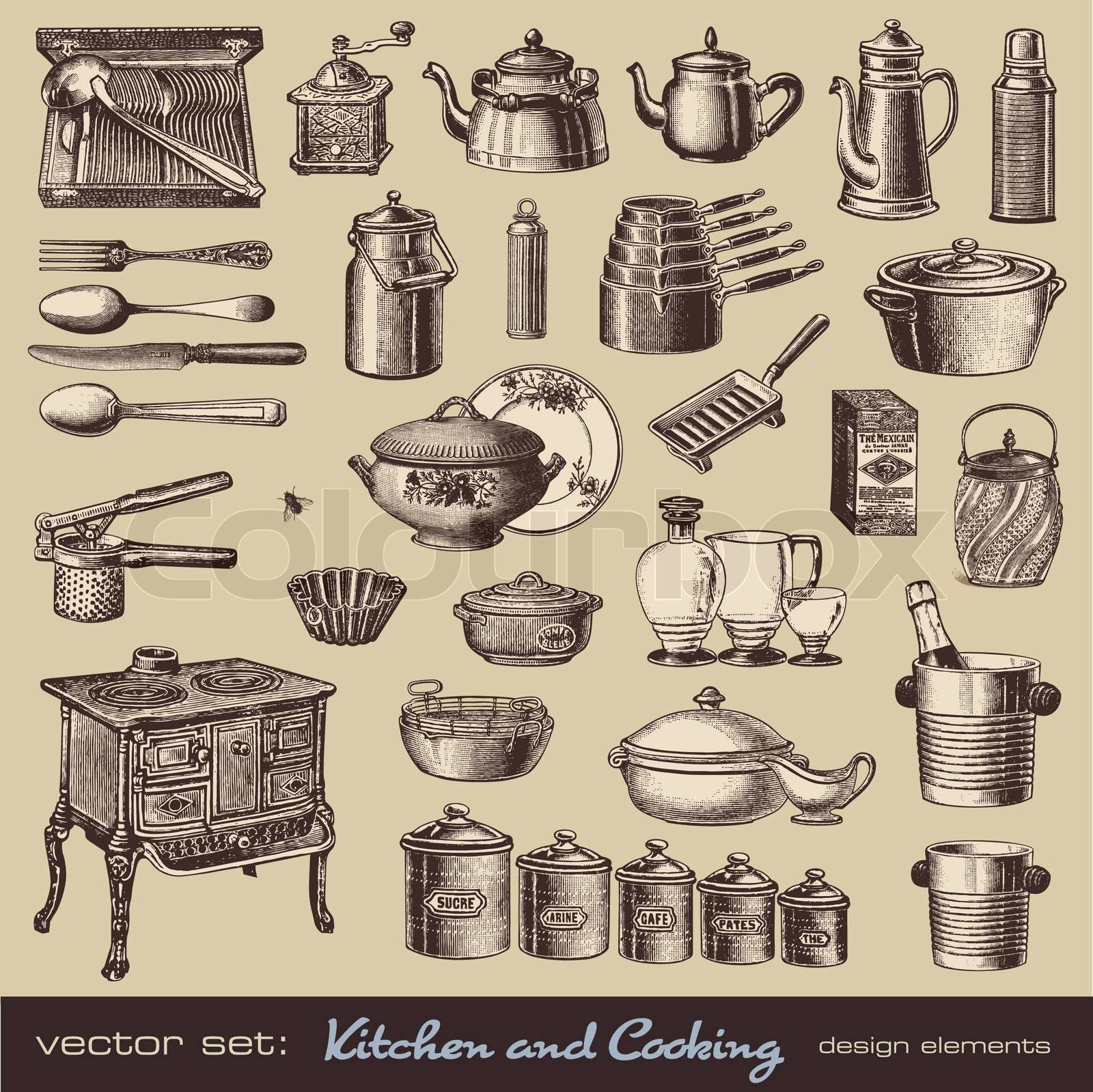 Kitchen and cooking design elements | Stock vector | Colourbox