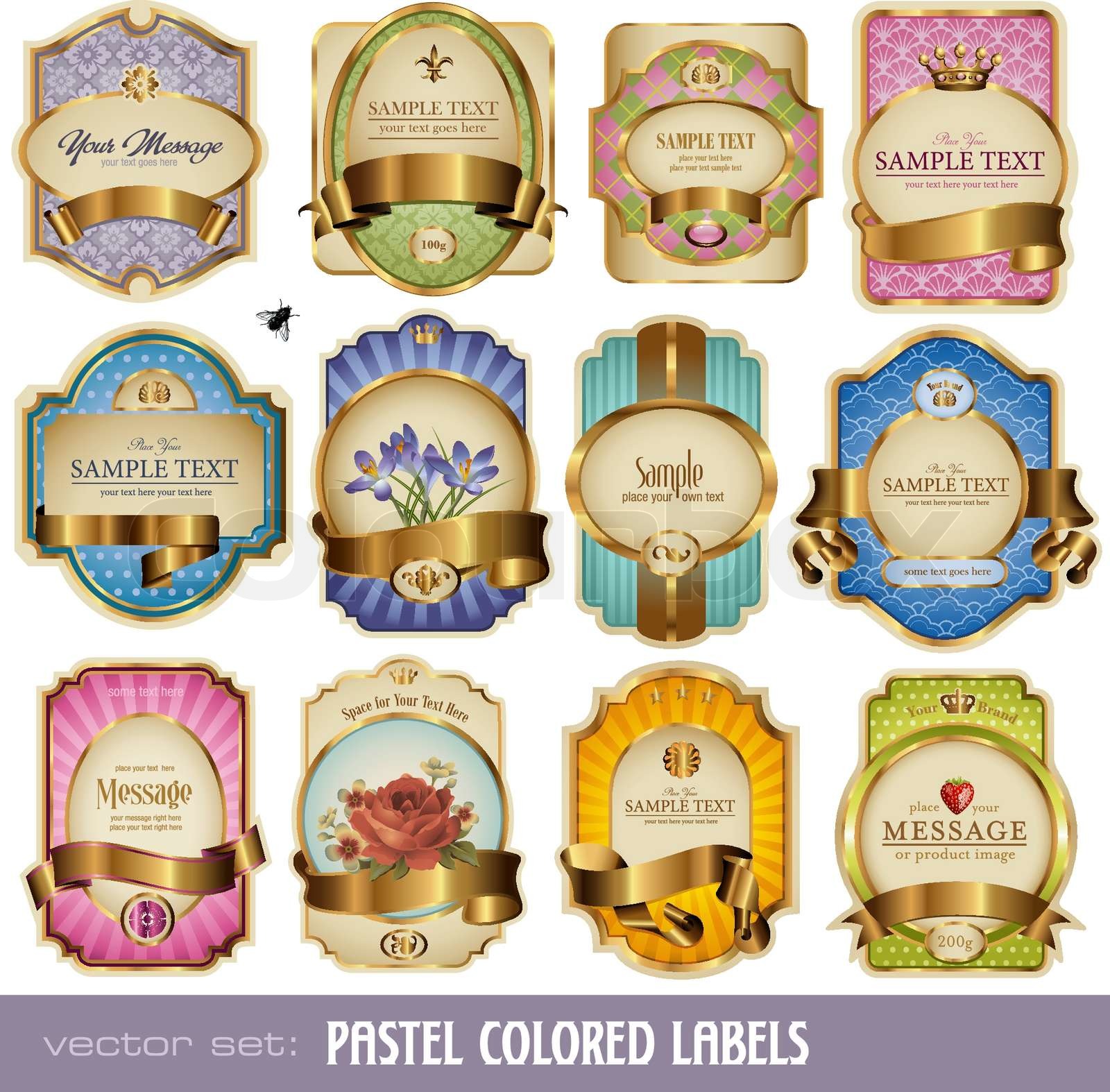 Pastel-colored labels | Stock vector | Colourbox