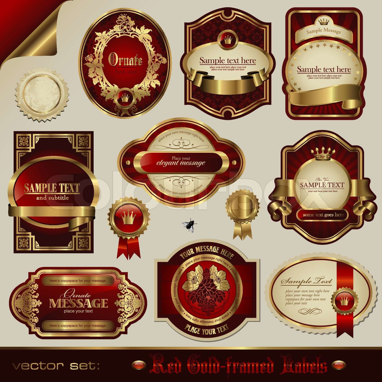 Red and golden labels | Stock vector | Colourbox