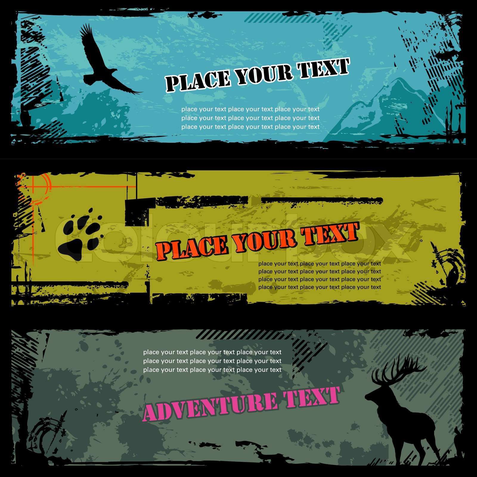 Grungy wildlife banners | Stock vector | Colourbox