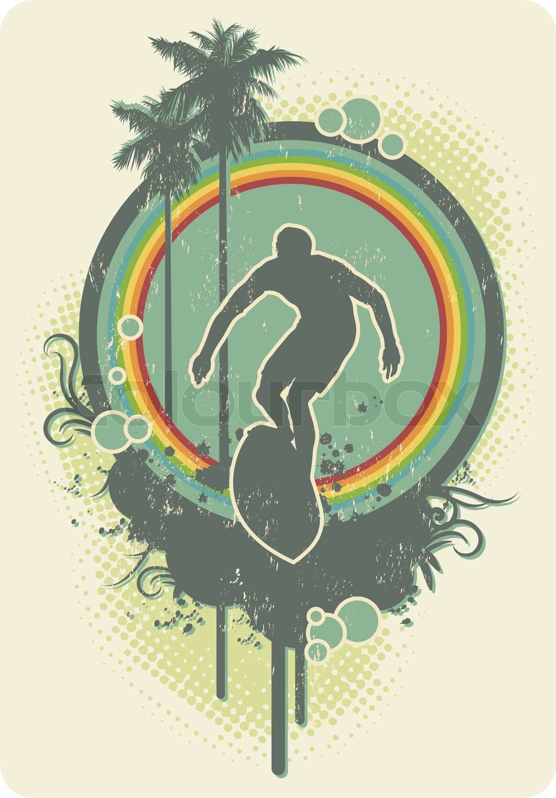 Colorful retro surf emblem | Stock vector | Colourbox