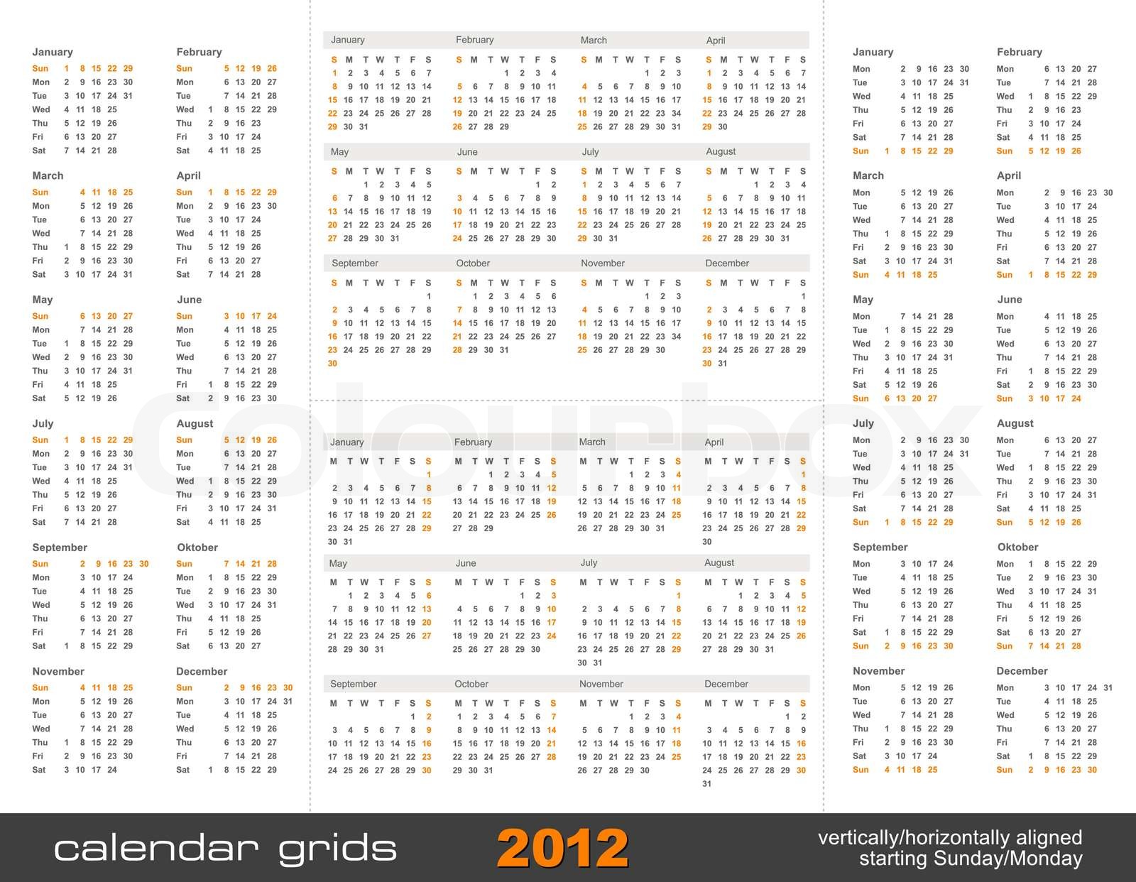 Calendar grids | Stock vector | Colourbox