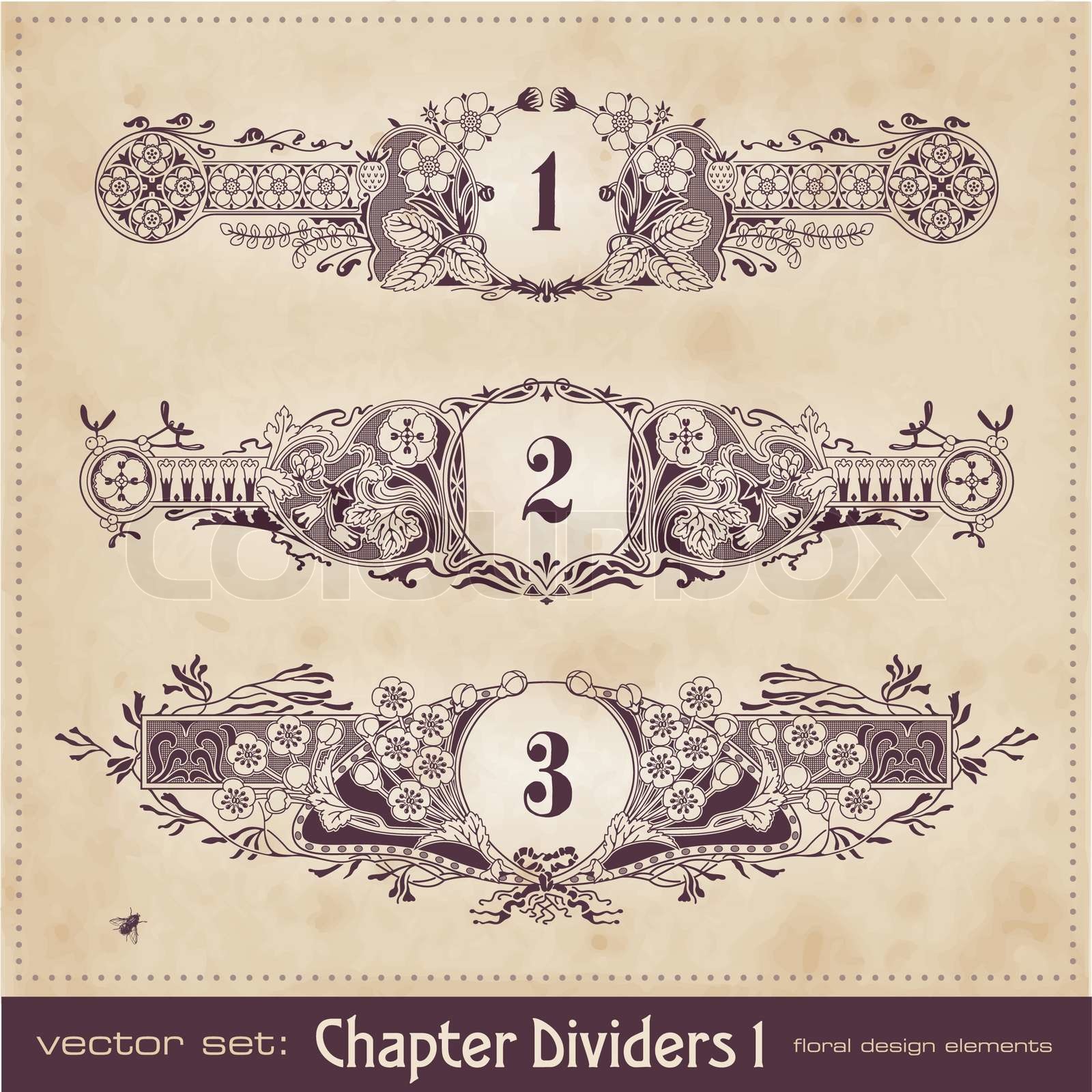 Retro floral chapter dividers | Stock vector | Colourbox
