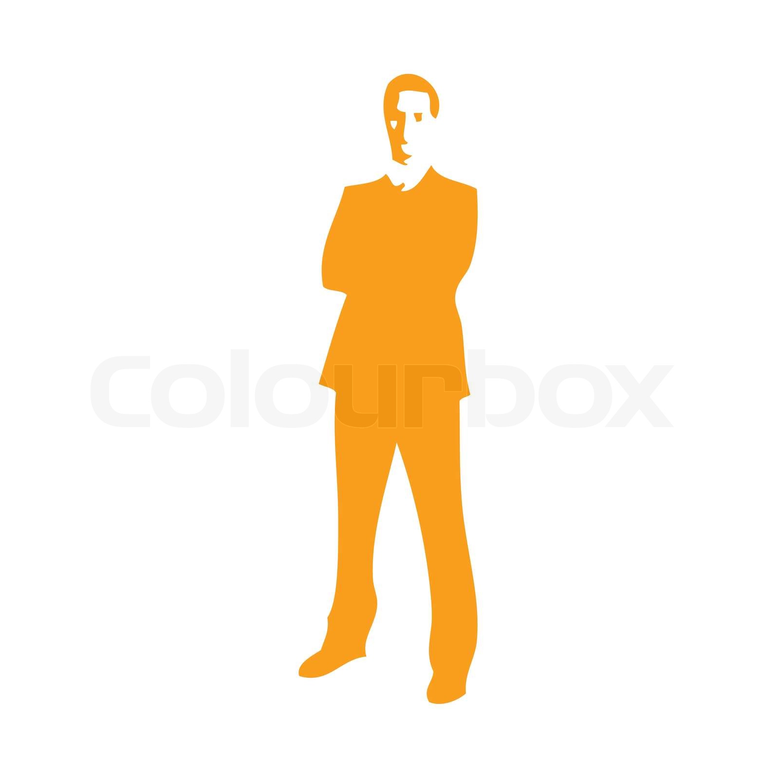 Business man illustration in orange | Stock vector | Colourbox