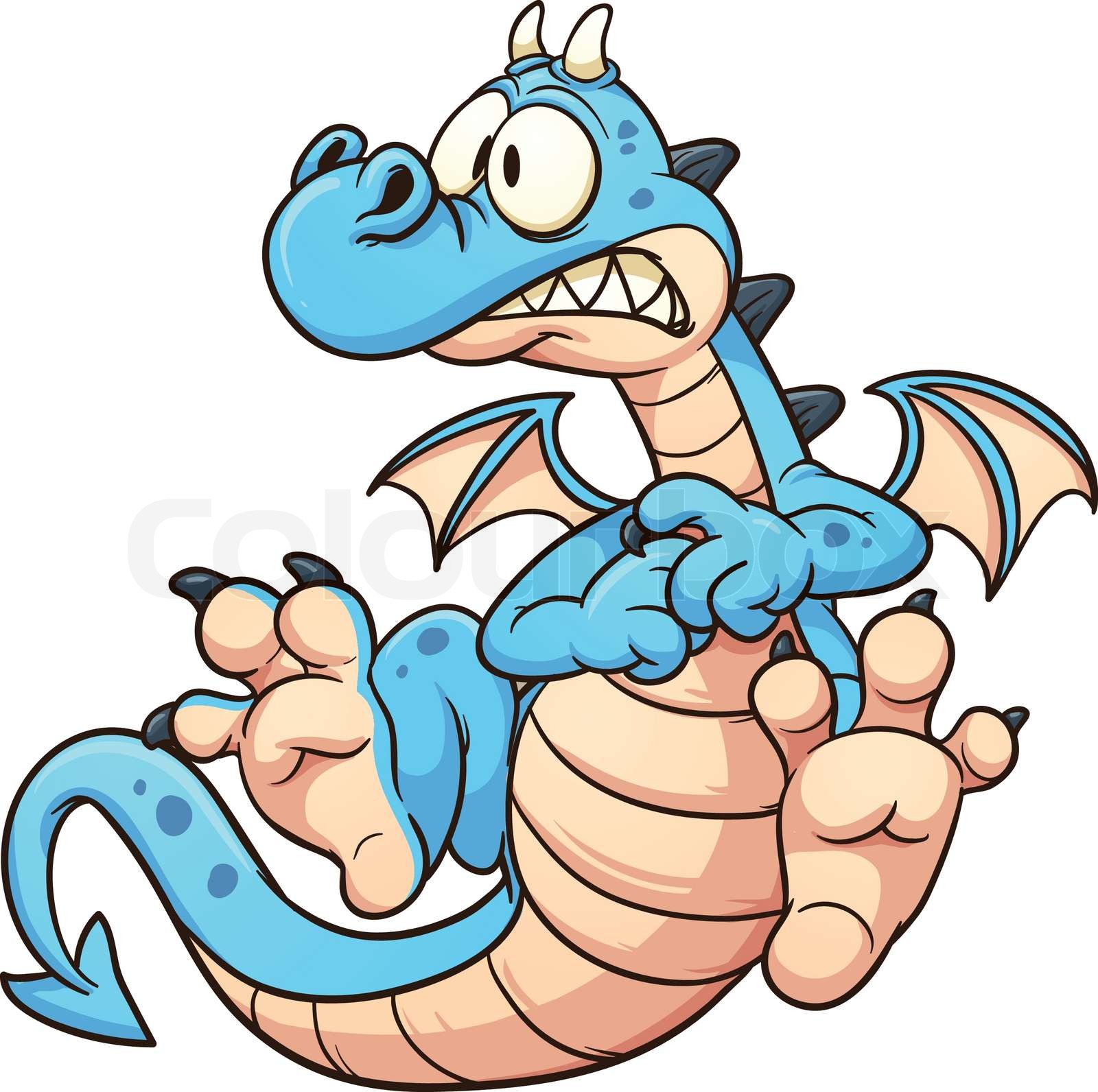 Cartoon scared blue dragon | Stock vector | Colourbox